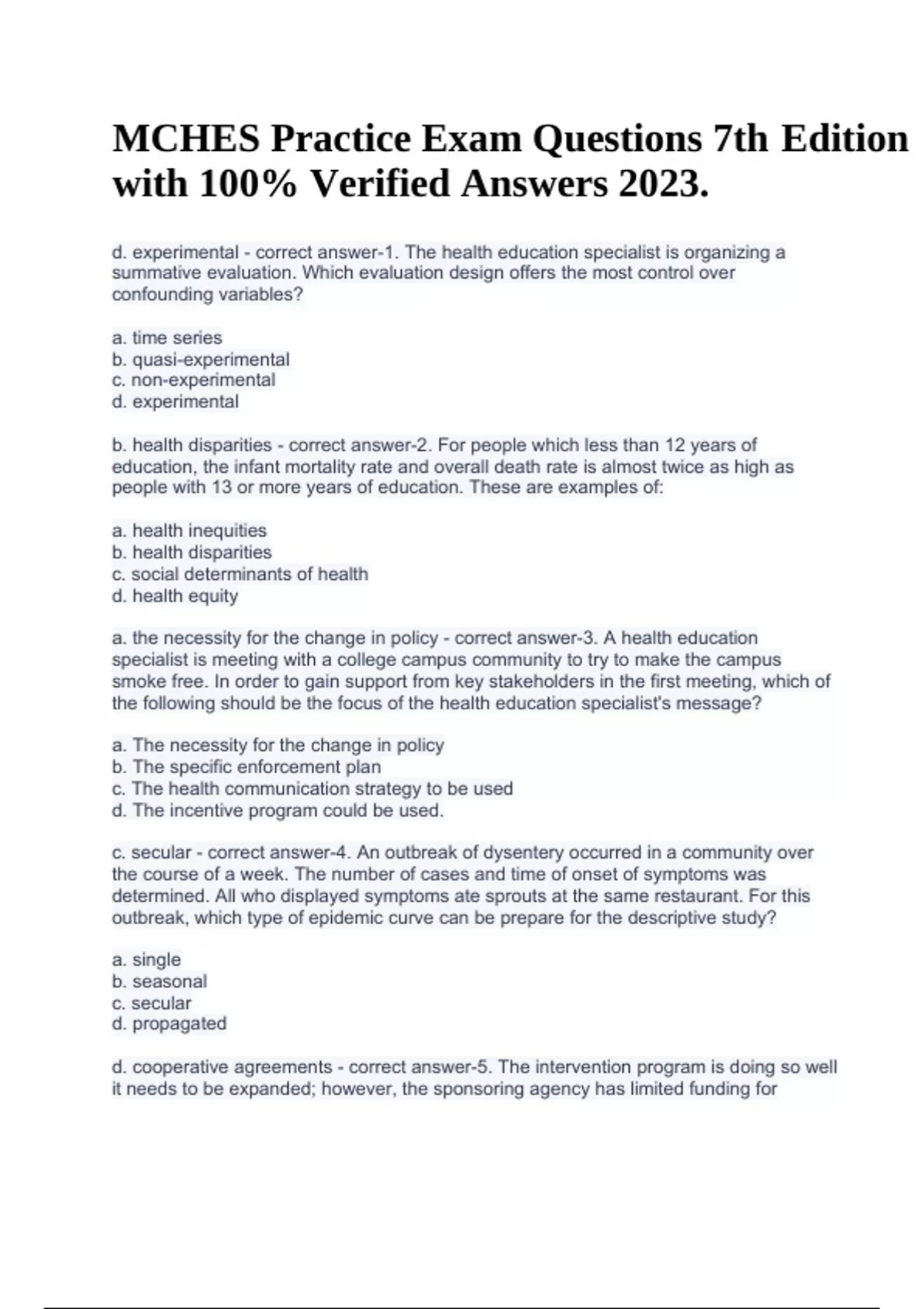 CHES Practice Exam Questions and Answers, CHES Practice Exam Questions ...