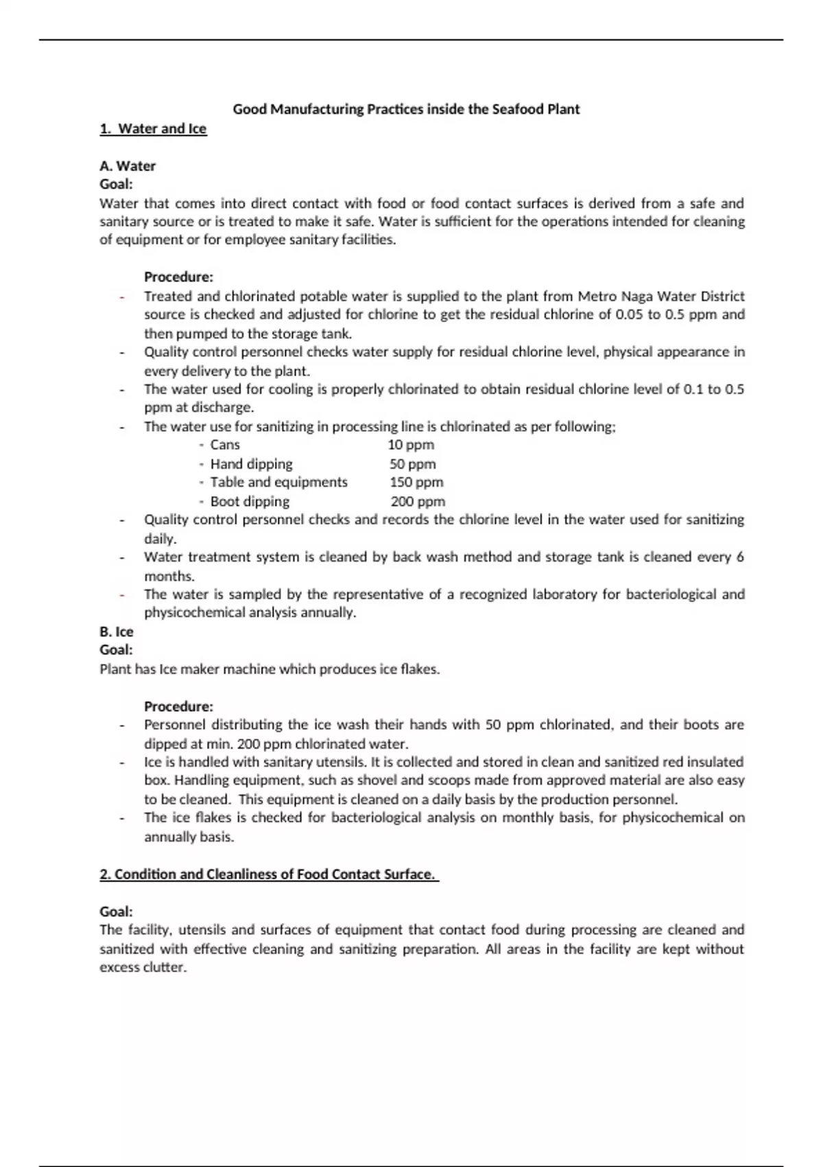 Proper Procedure Inside the Food Processing Plant - FST 11 (FST11) - Stuvia US