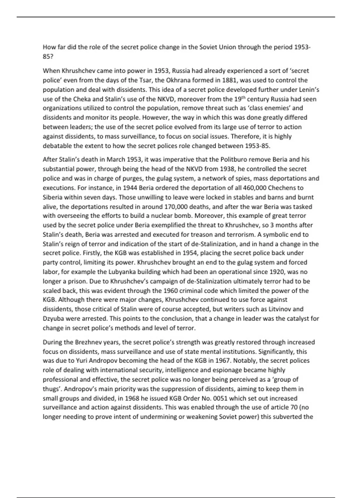 How far did the role of the secret police change in the Soviet Union ...