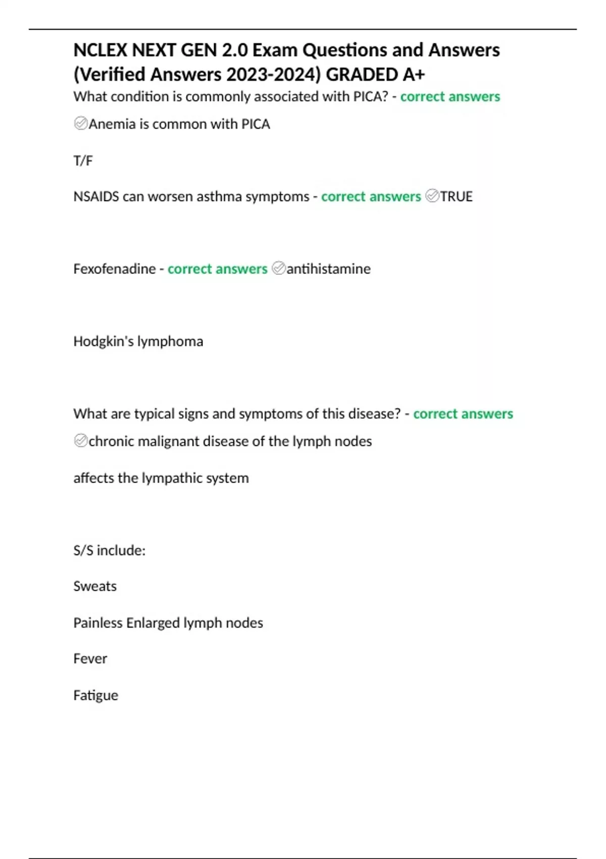 NCLEX NEXT GEN 2.0 Exam Questions and Answers (Verified Answers ...