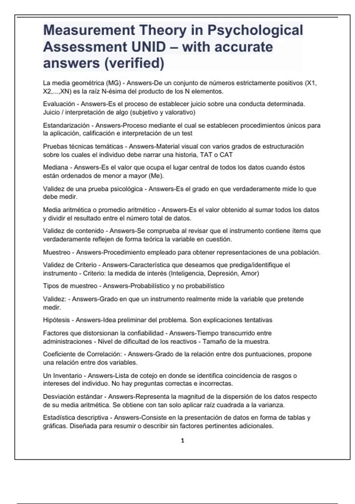 Measurement Theory in Psychological Assessment UNID – with accurate ...