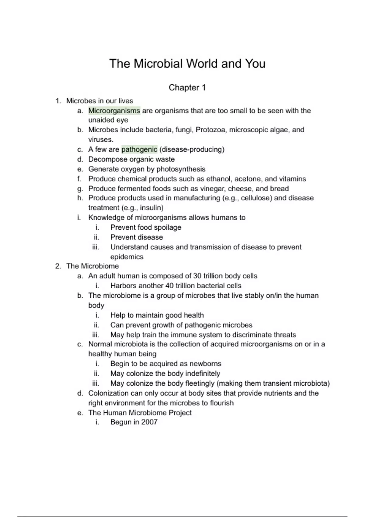 Microbiology, chapter 1, The Microbial world and you - BIOL 371*01 - Stuvia US