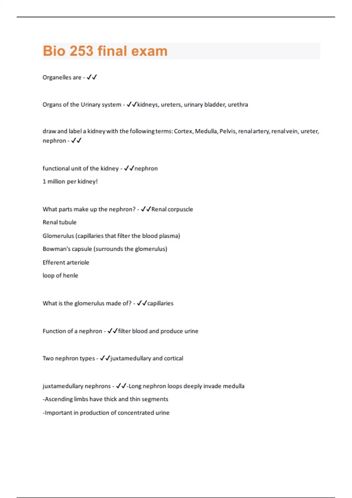 Bio 253 final Exam 195 Questions With Complete Solutions. - Bio 253 ...