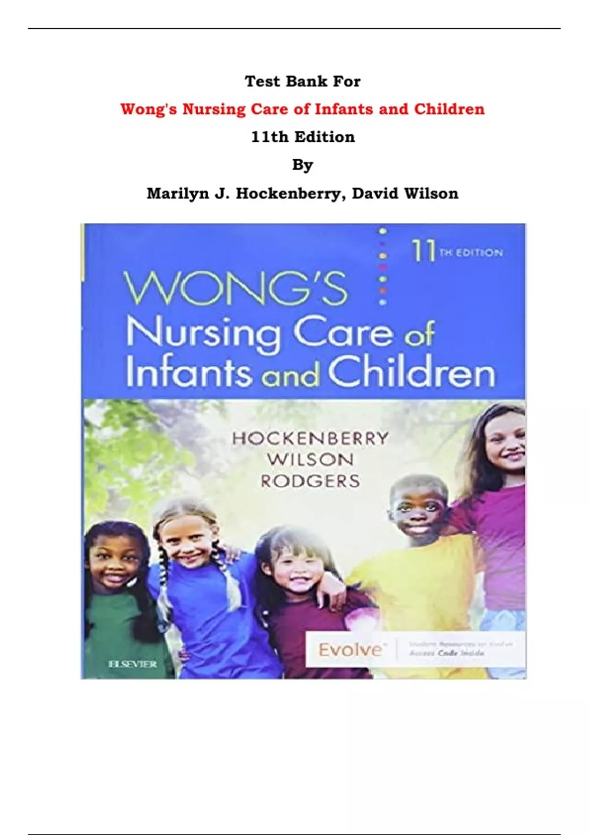 Test Bank - Wong's Nursing Care of Infants and Children 11th Edition By ...
