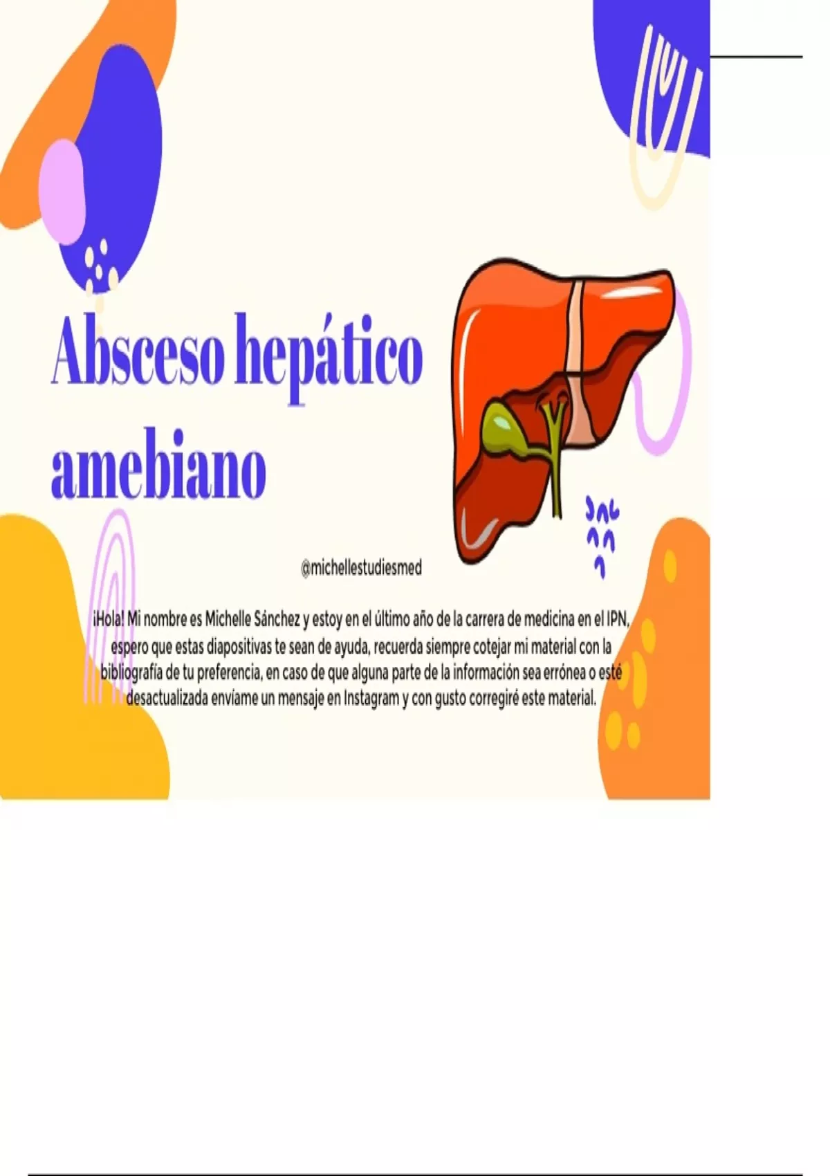 Diagnóstico: Absceso Hepático Amebiano - Médico - Stuvia ES