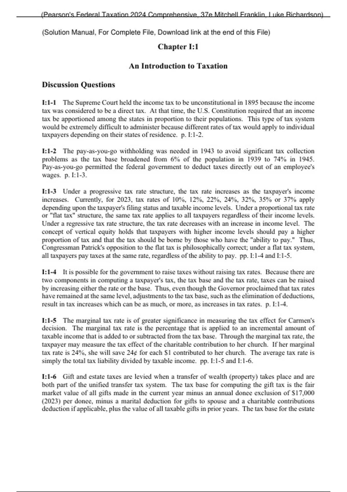 Pearson's Federal Taxation 2024 Comprehensive 37th Edition By Mitchell ...