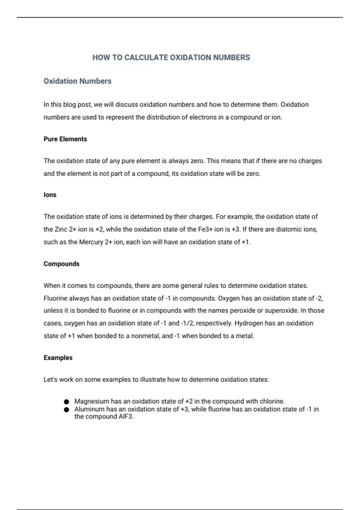 HOW TO CALCULATE OXIDATION NUMBERS - Chemistry - Stuvia US
