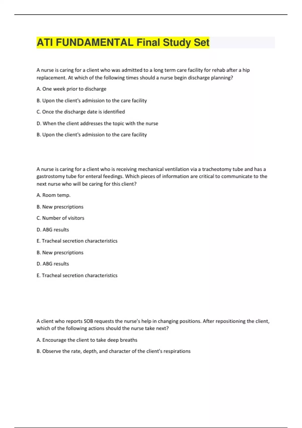ATI FUNDAMENTAL Final Study Set - ATI FUNDAMENTAL - Stuvia US