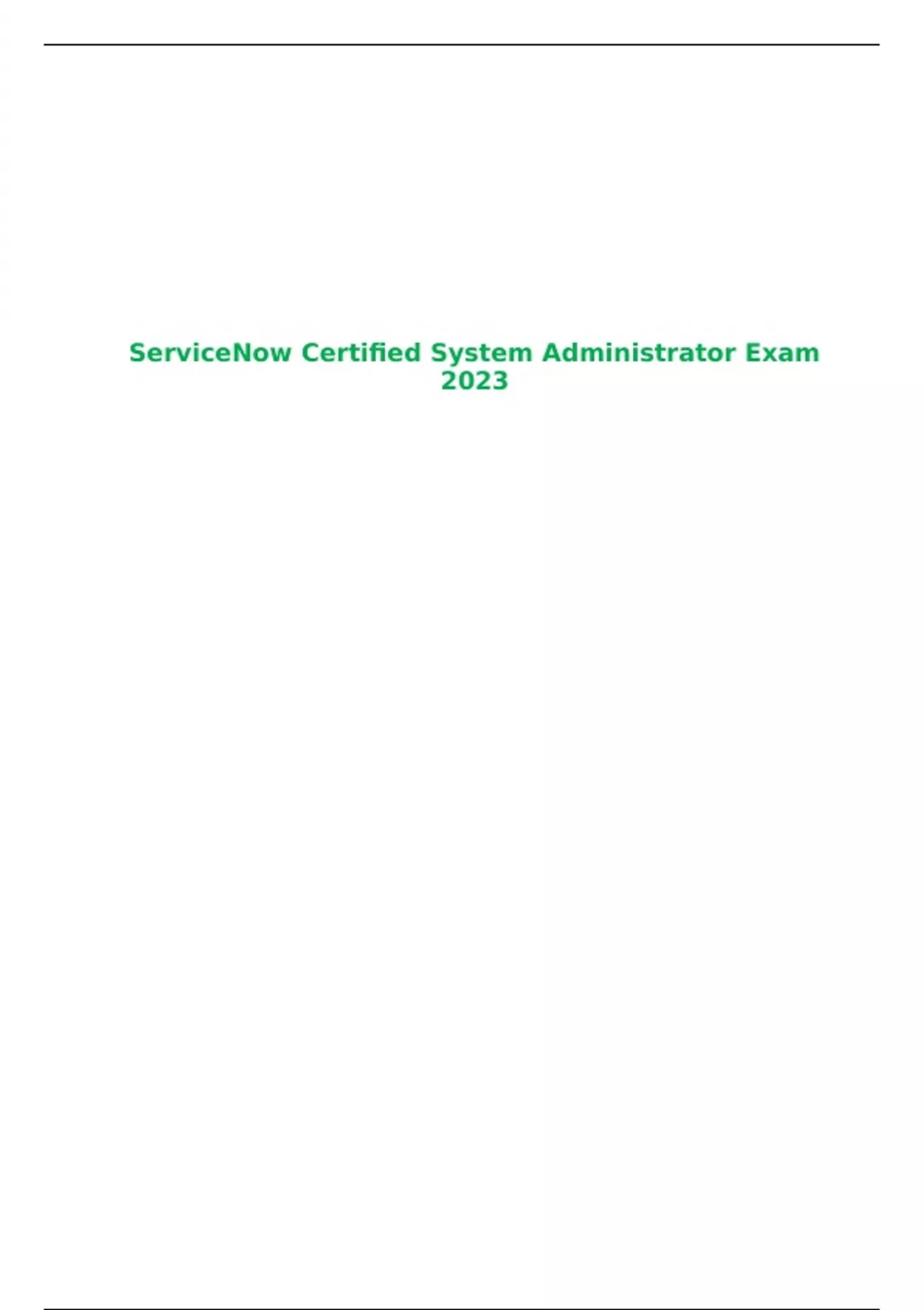 ServiceNow Certified System Administrator Exam 2023 - ServiceNow ...