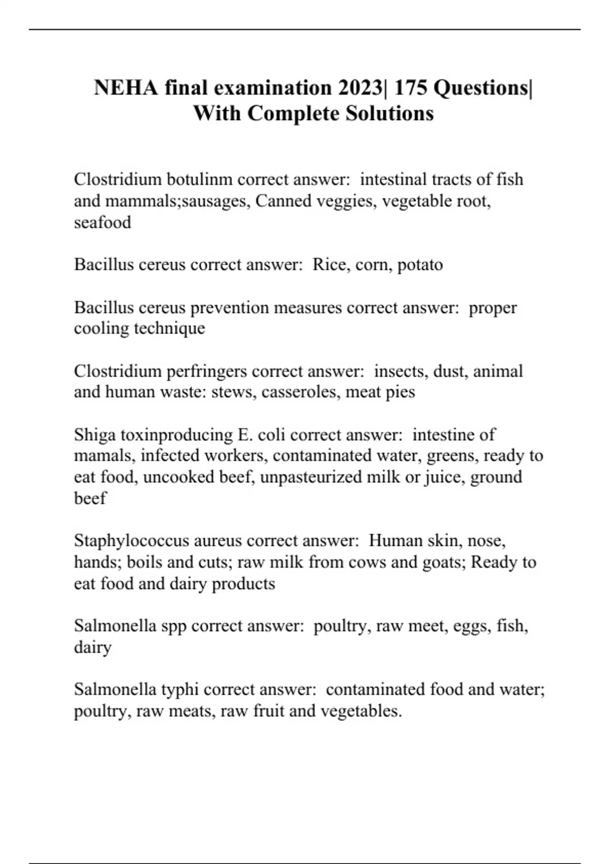 NEHA final examination 2023| 175 Questions| With Complete Solutions ...