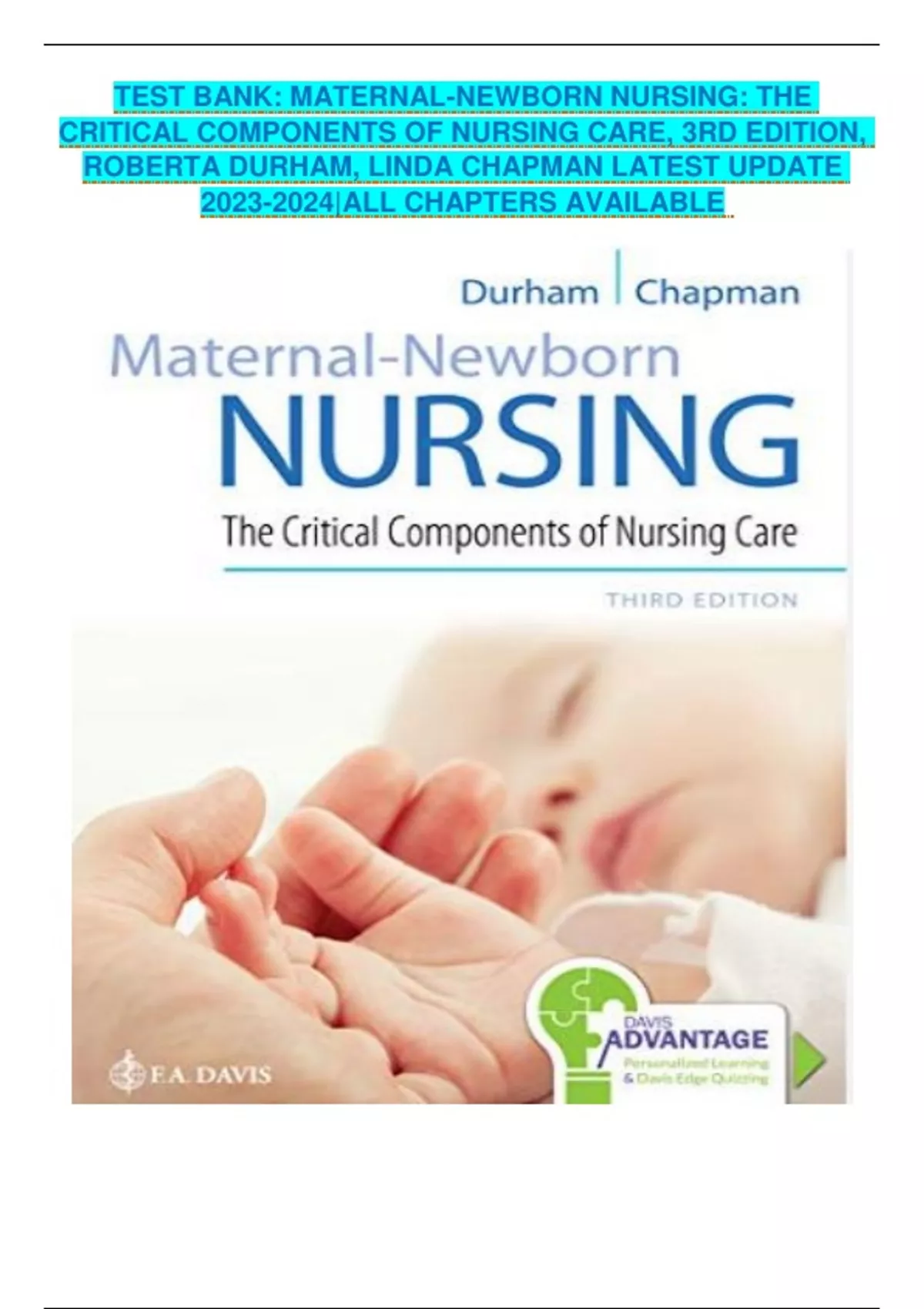 TEST BANK: MATERNAL-NEWBORN NURSING: THE CRITICAL COMPONENTS OF NURSING ...