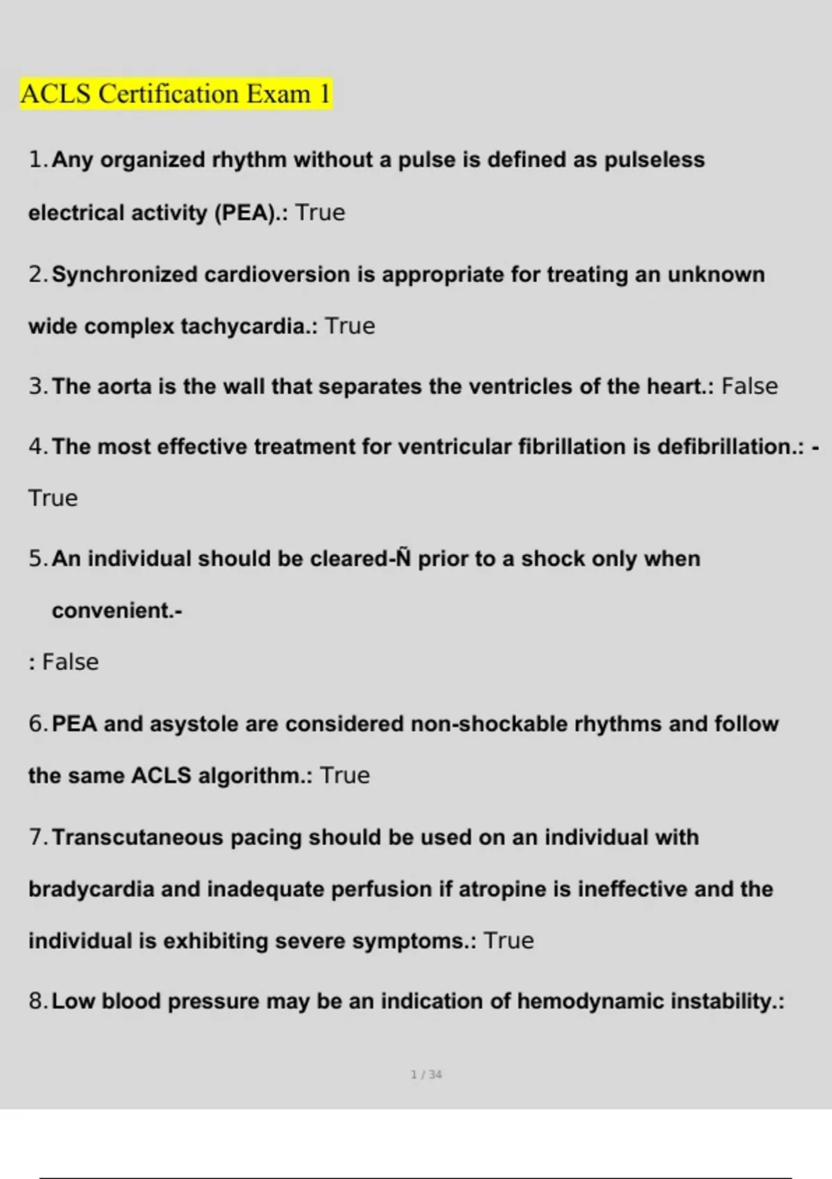 ACLS ALL BUNDLE Exams Questions and Answers 2023 (Verified Answers ...