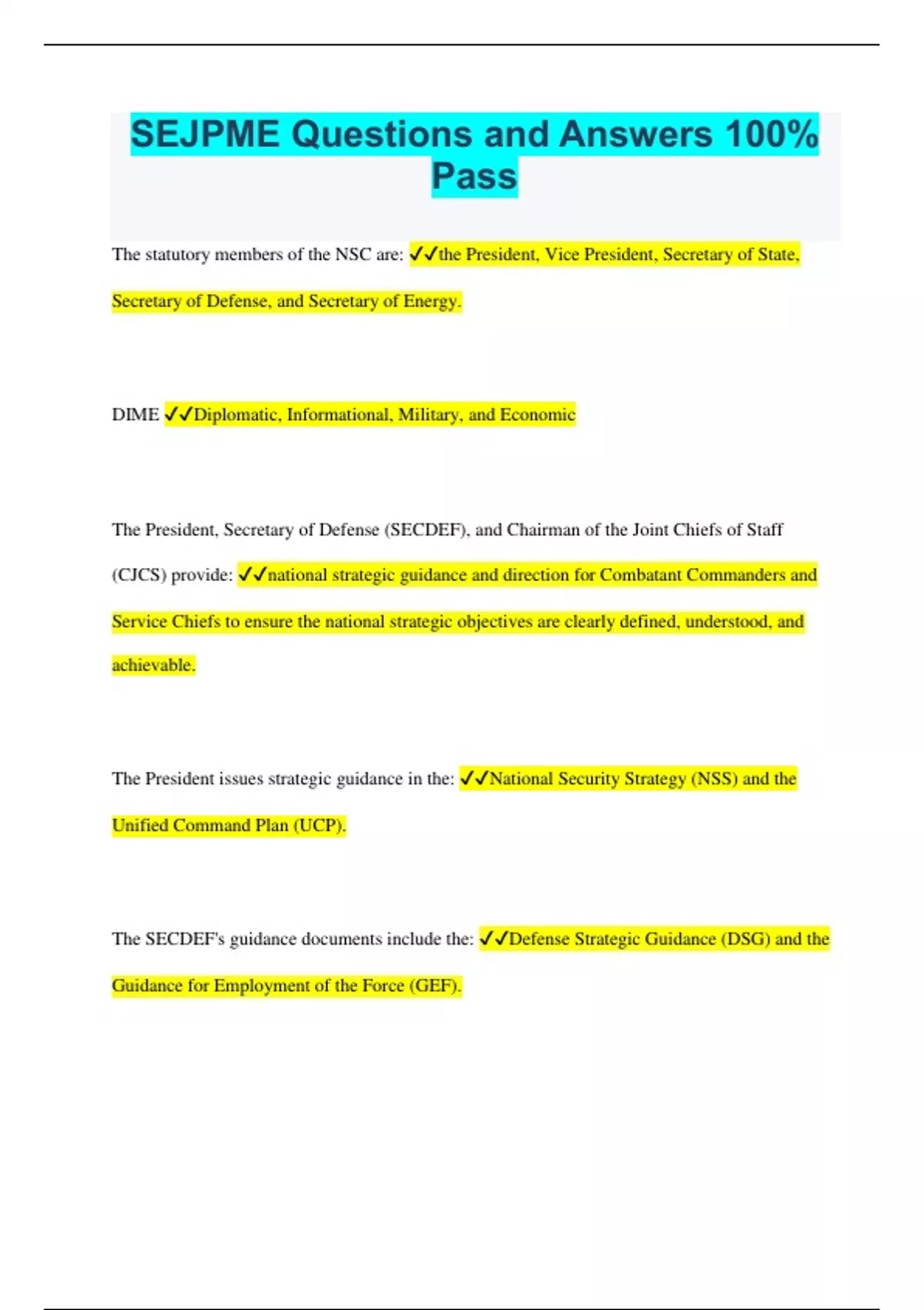 SEJPME Questions and Answers 100% Pass - SEJPME - Stuvia US