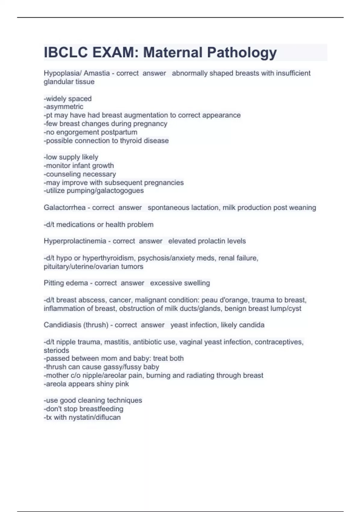 IBCLC EXAM Question and answers 100% correct 2023 - IBCLC - Stuvia US