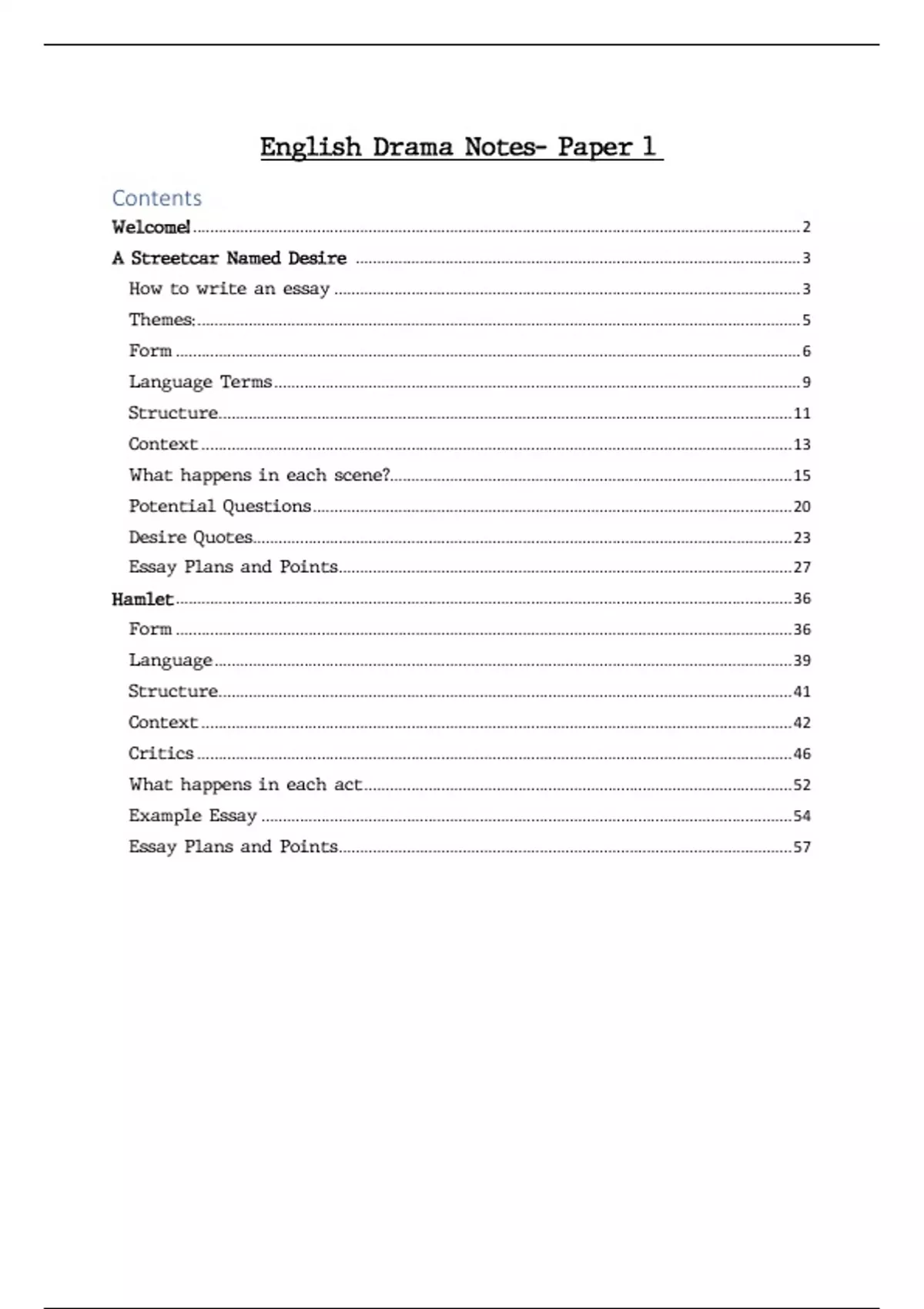 Summary A-level Drama EDEXCEL English Literature Revision Notes ...
