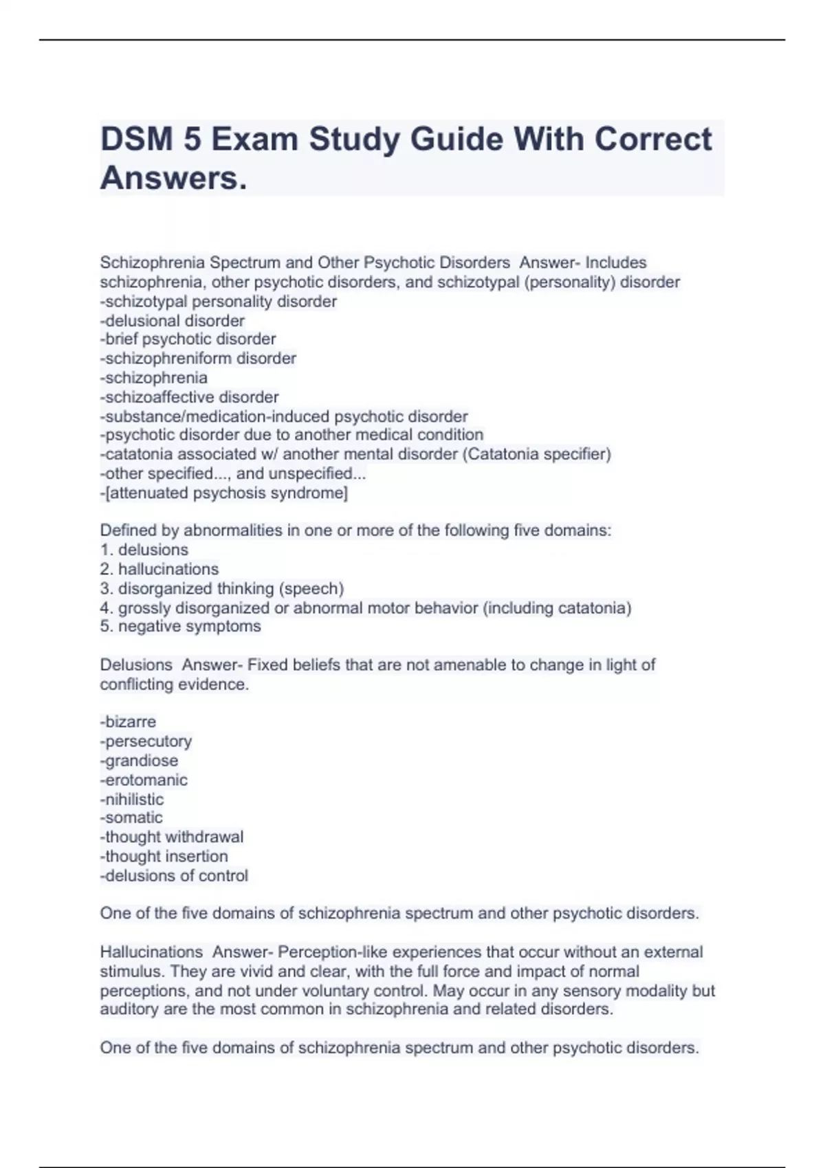 DSM 5 Exam Package Deal 2023 - Stuvia US