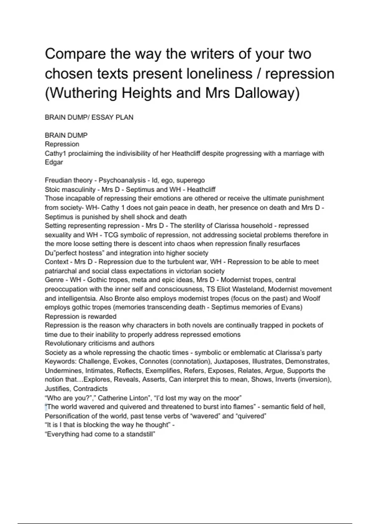 Essay A level English on Repression in Wuthering Heights by Emily ...