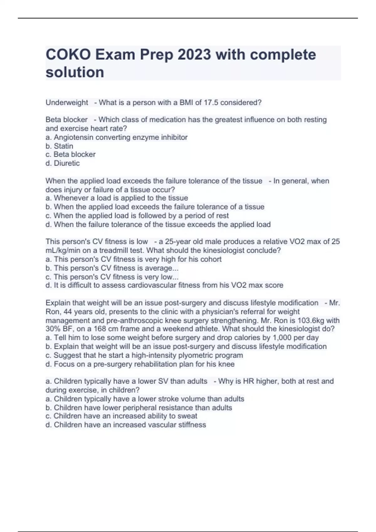 COKO Bundled Exams with complete solution - Stuvia US