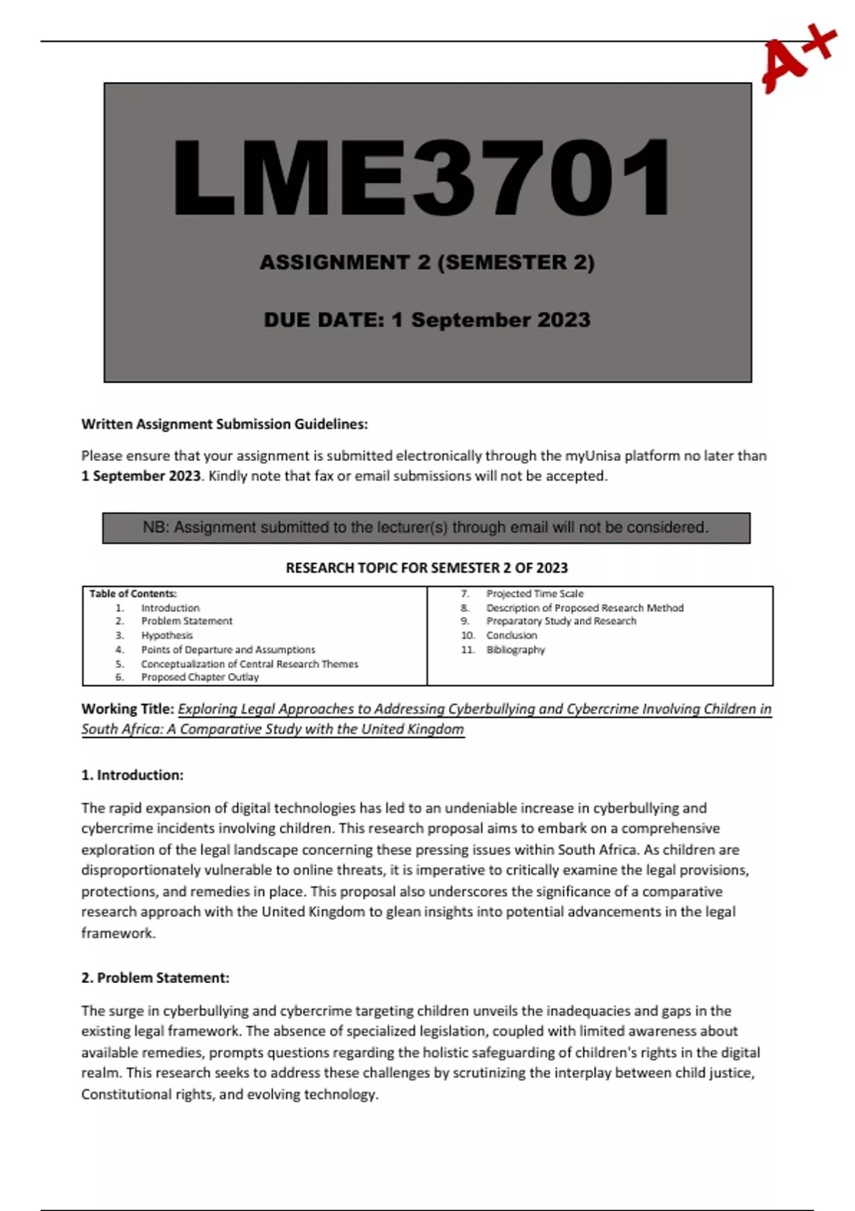 LME3701 Assignment 2 Semester 2 - Due: 1 September 2023 - LME3701 ...