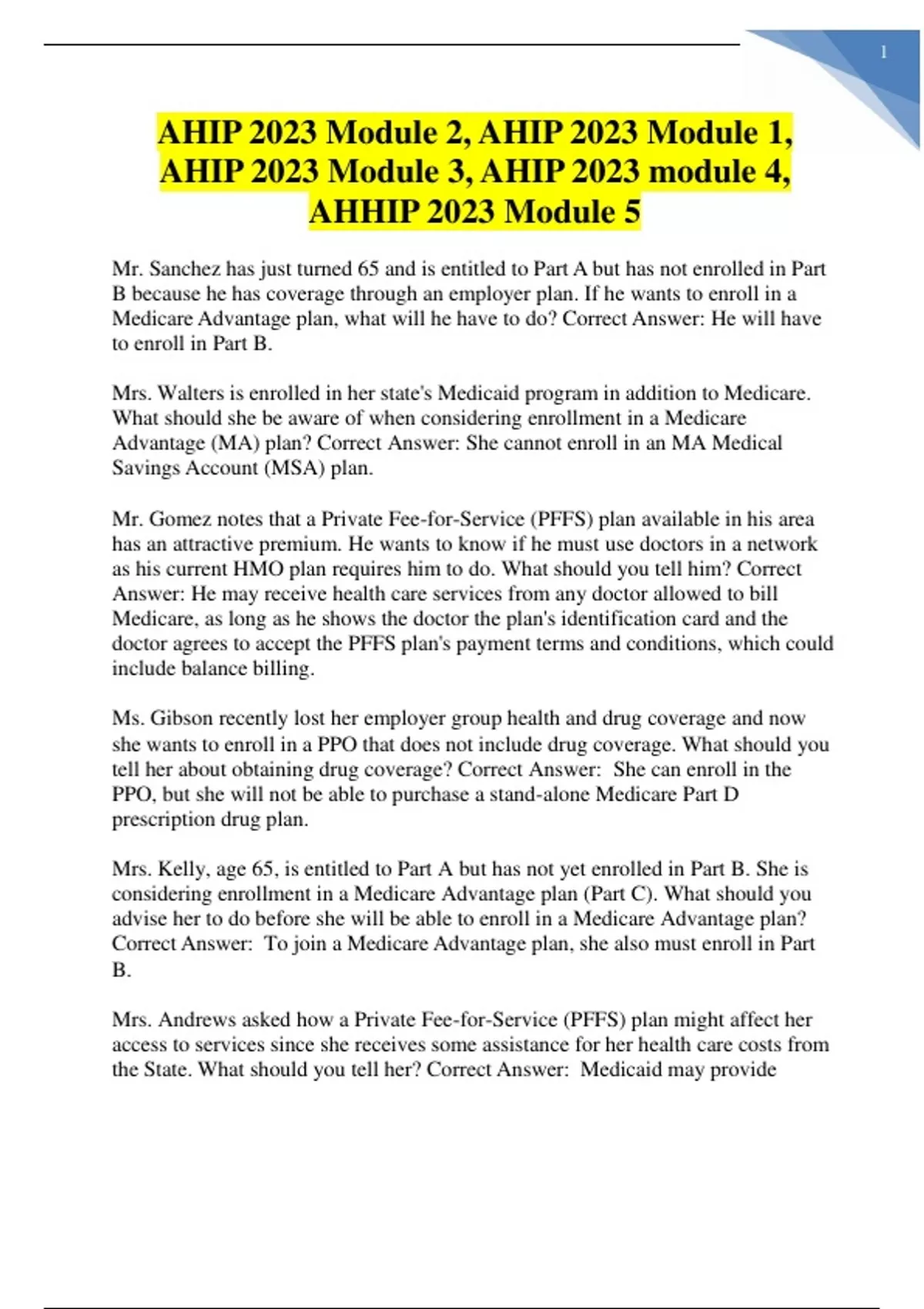 AHIP 2023 Module 2, AHIP 2023 Module 1, AHIP 2023 Module 3, AHIP 2023 module 4, AHHIP 2023 ...