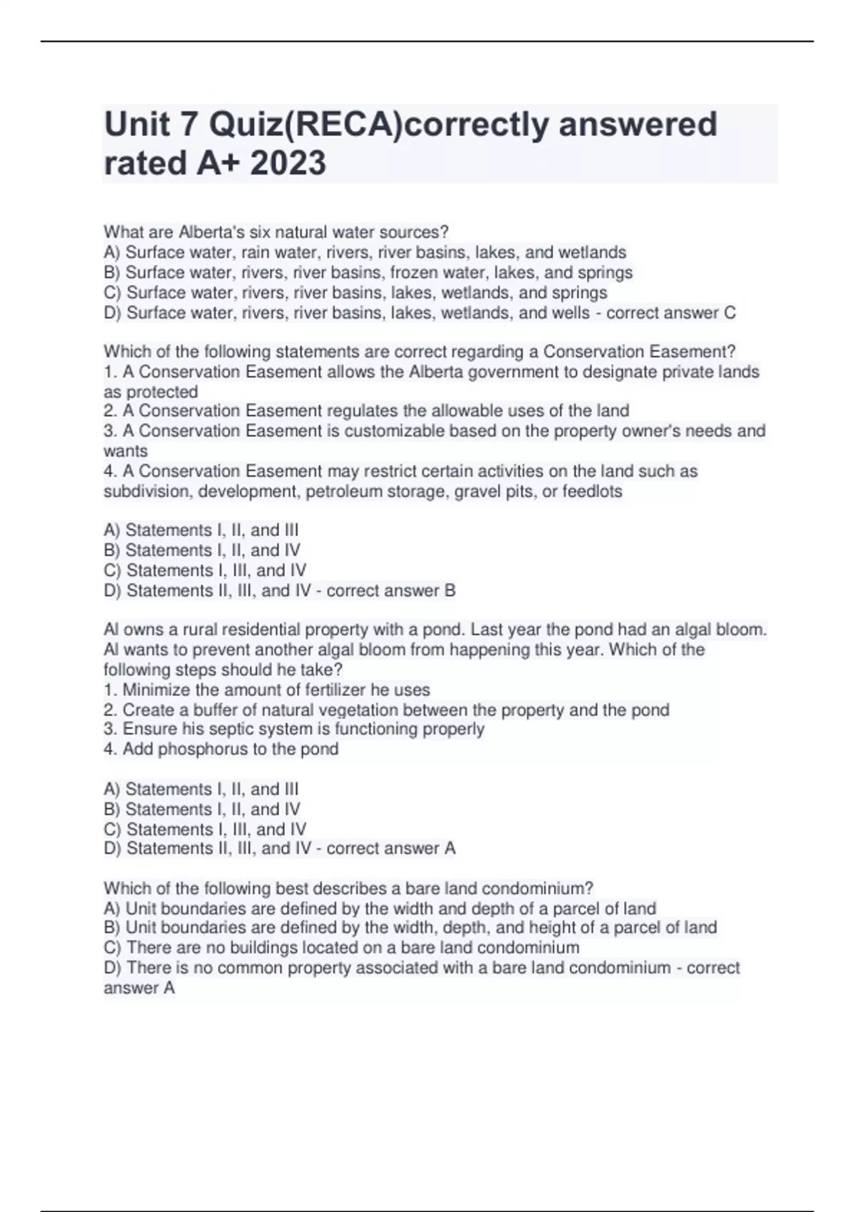 RECA all units Exam BUNDLE With Complete Solution - Stuvia US