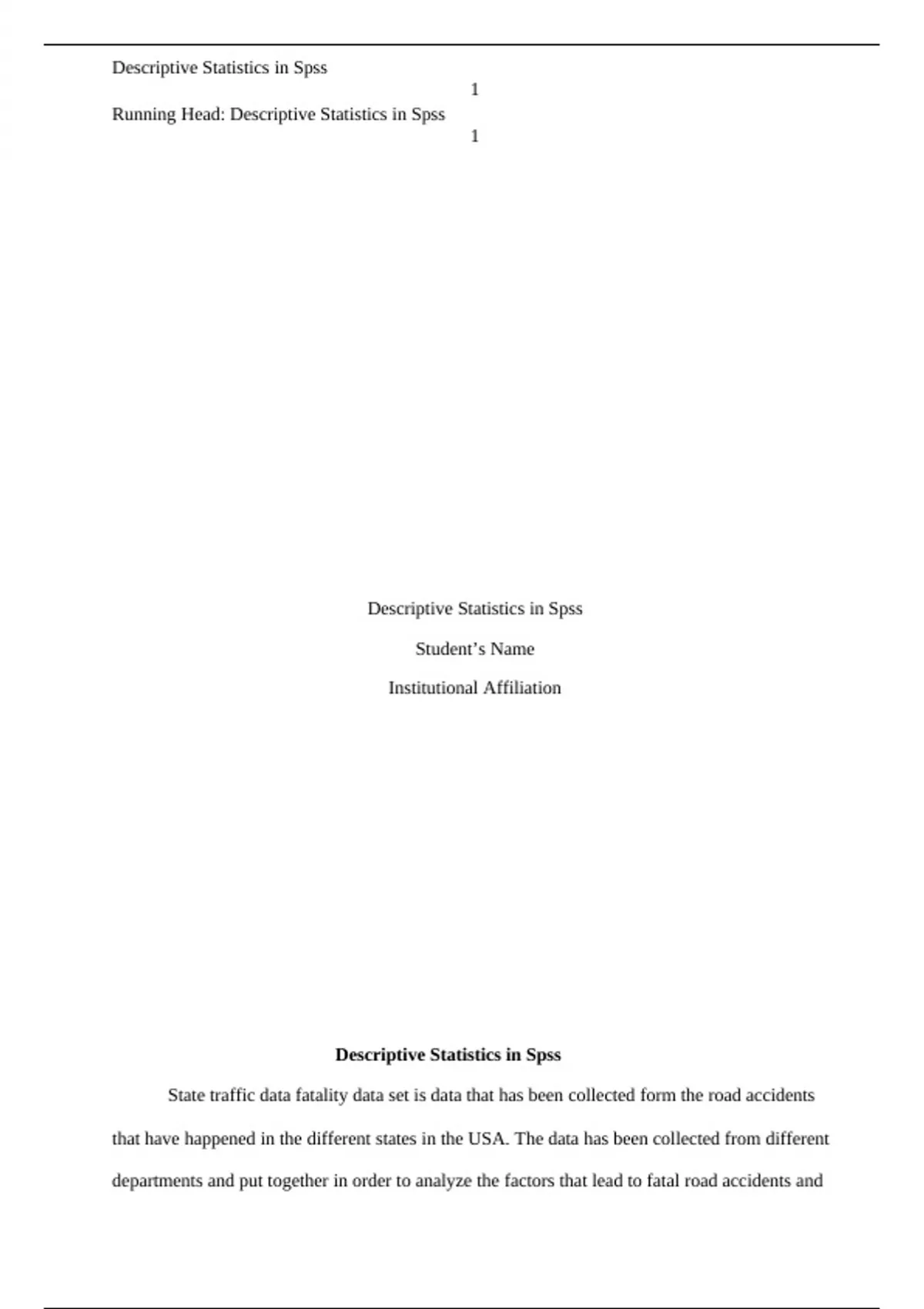 PSY 380 Topic 2 Assignment: Project 1 - Descriptive Statistics in SPSS ...