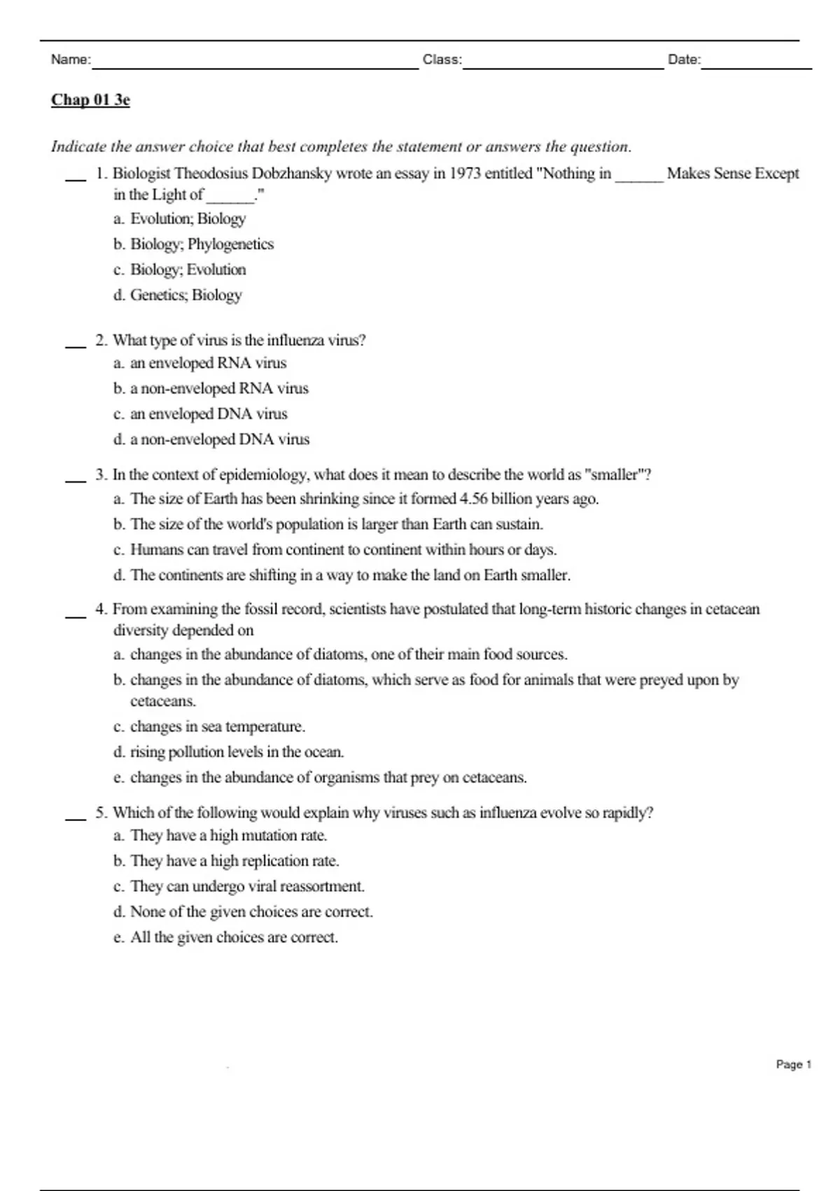 Test Bank for Evolution: Making Sense of Life, 3rd Edition by Douglas ...