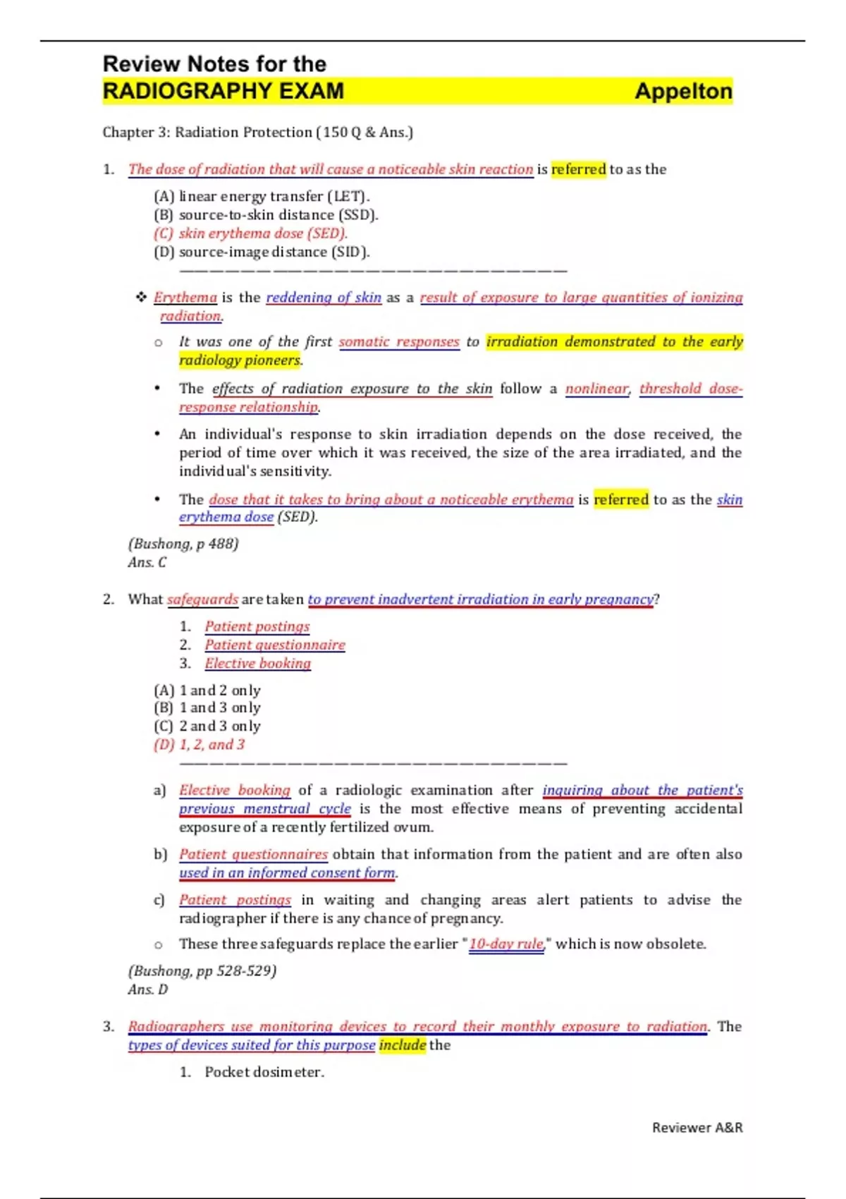 Review Notes for the RADIOGRAPHY EXAM WITH COMPLETE SOLUTIONS 2023|2024 ...