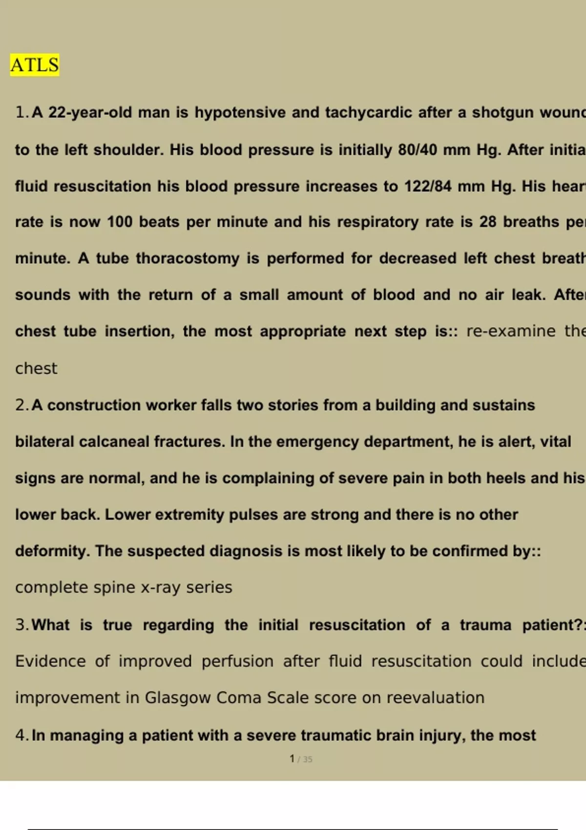 ATLS 2024 Questions And Answers 2024 2025 Verified Answers ATLS