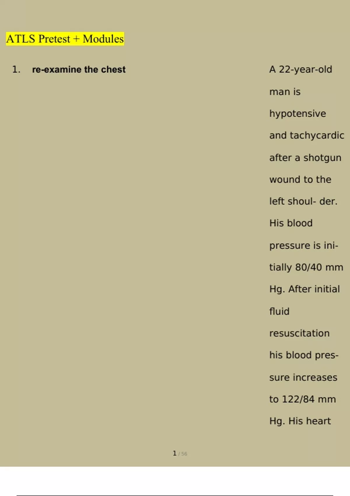 (2023 / 2024) ATLS Pretest + Modules Questions and Answers (Verified ...