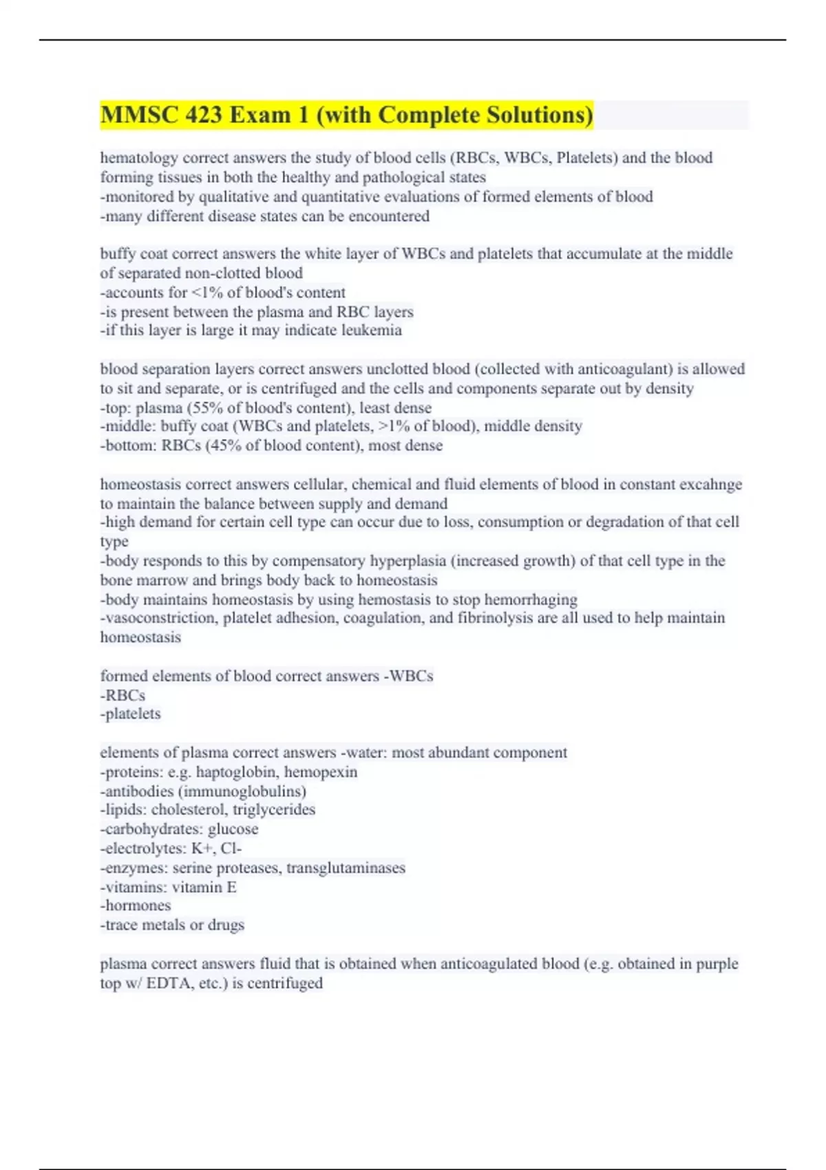 MMSC 423 Exam 1 (with Complete Solutions) - MMSC 423 - Stuvia US