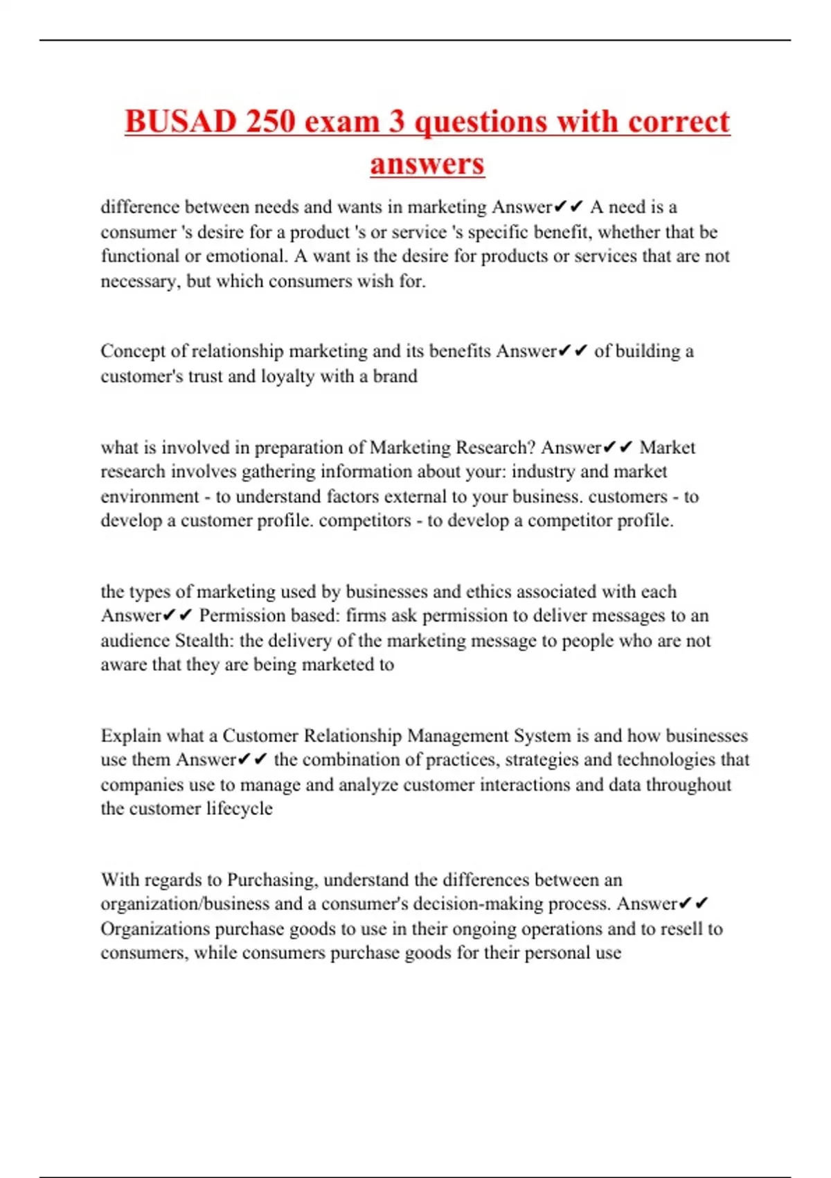 BUSAD 250 exam 3 questions with correct answers - BUSAD 250 - Stuvia US