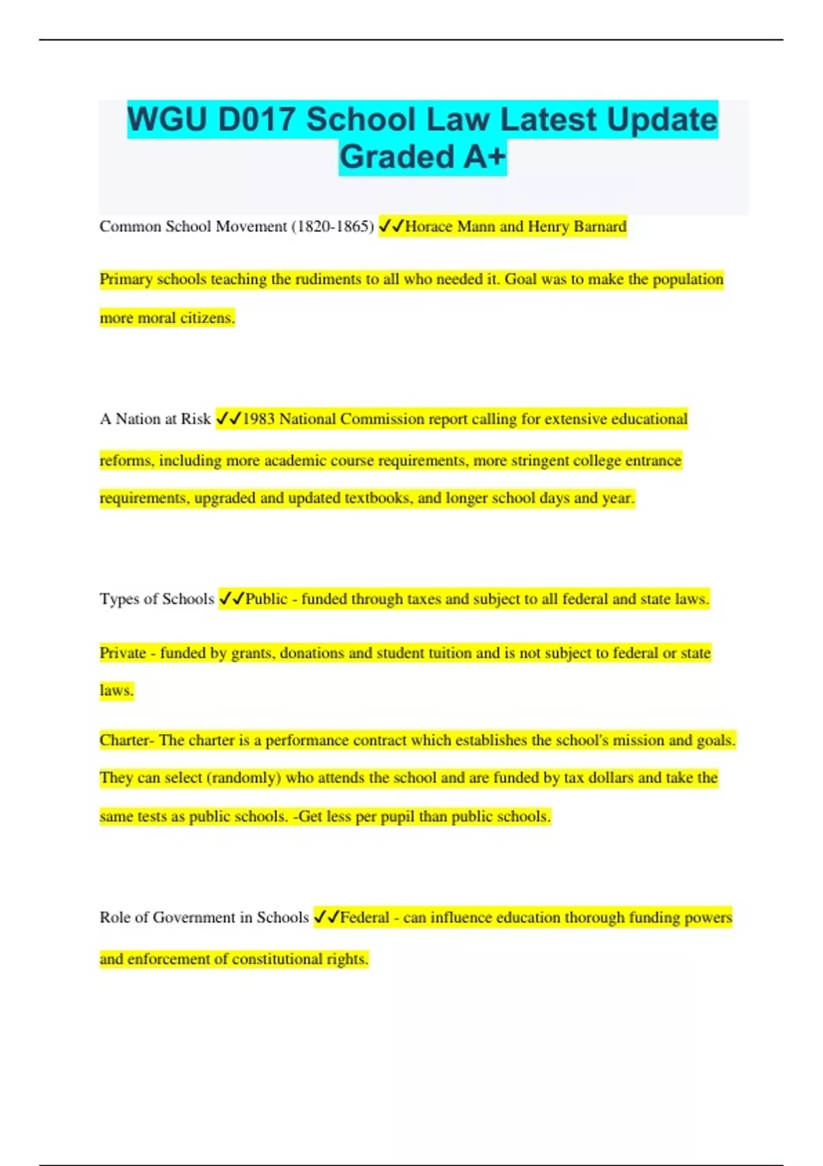 WGU D017 Bundled Exams Questions and Answers (2022/2023) (Complete and ...