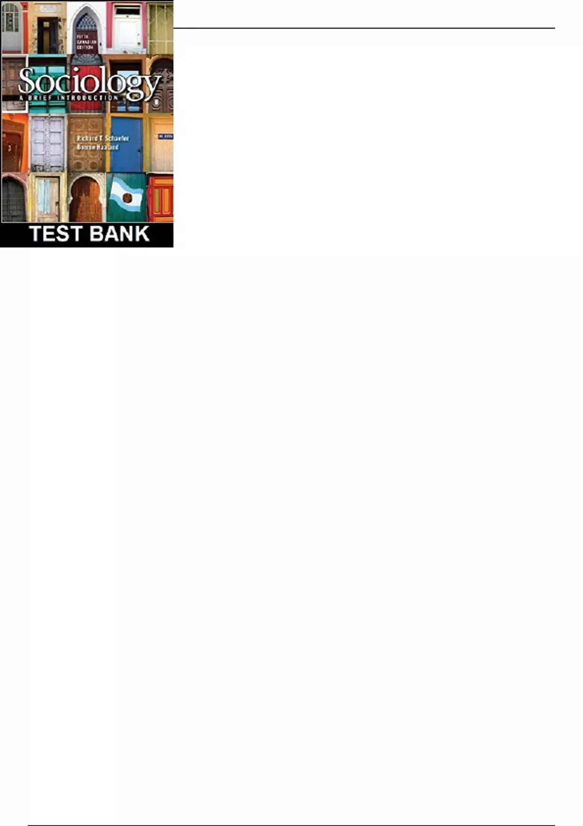 Sociology A Brief Introduction Canadian 5th Edition by Schaefer - Test ...