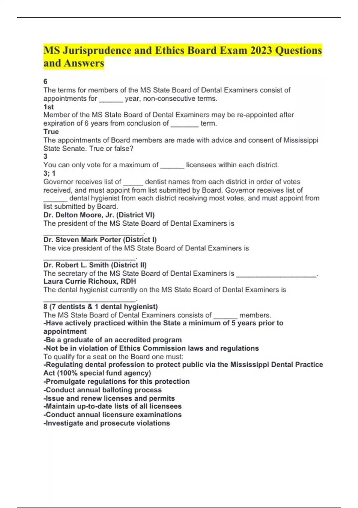 MS Jurisprudence and Ethics Board Exam 2023 Questions and Answers - MS ...