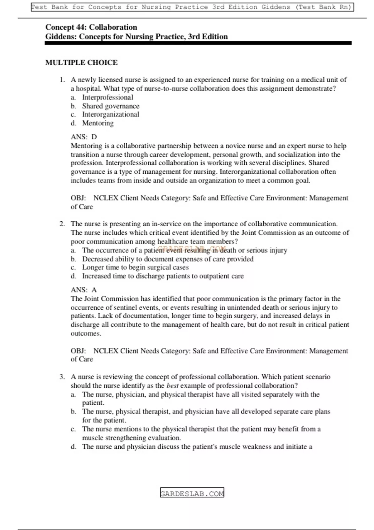 Concept 44: Collaboration Giddens: Concepts for Nursing Practice, 3rd ...