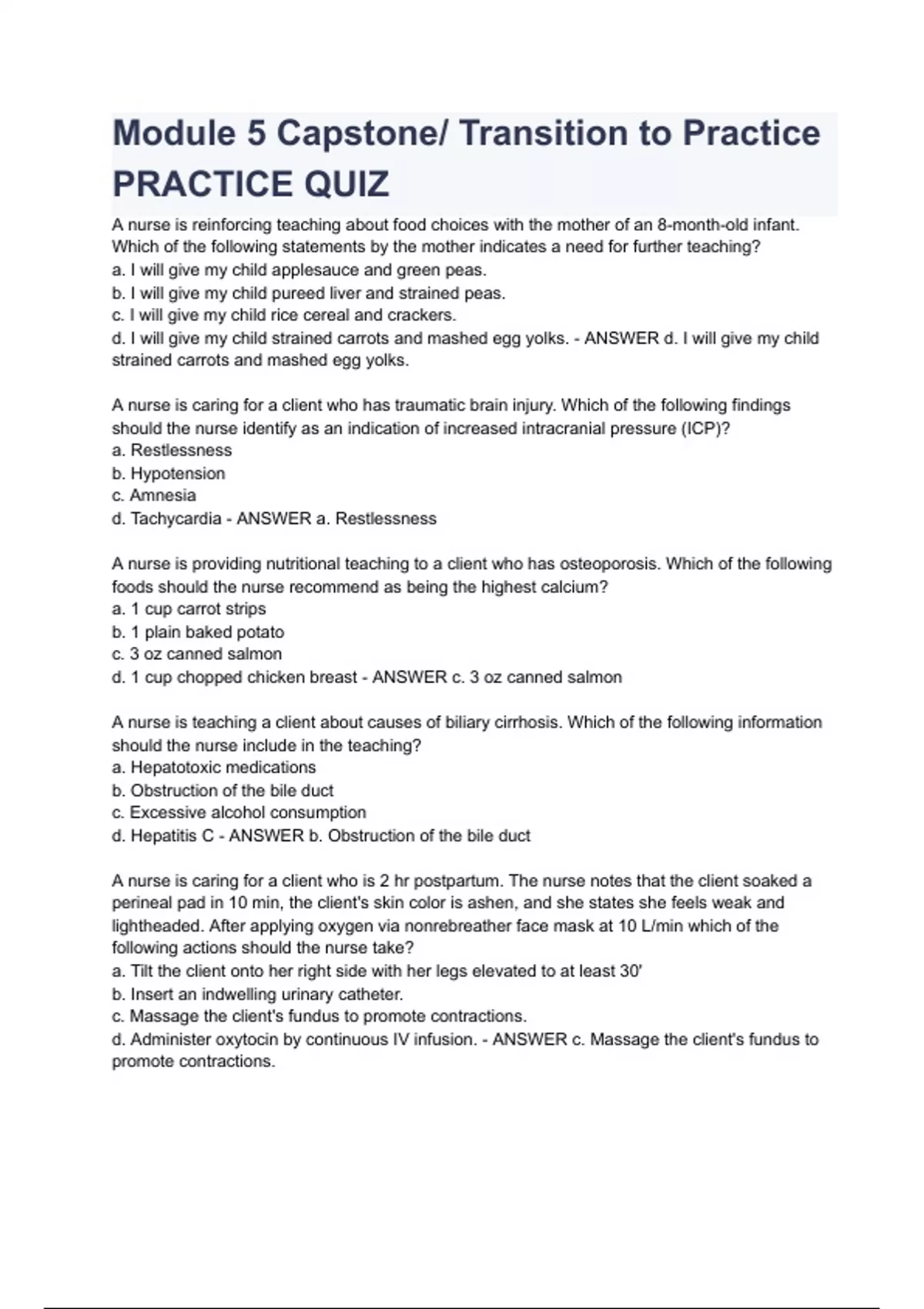 Module 5 Capstone/ Transition to Practice PRACTICE QUIZ | A+ Graded|100 ...