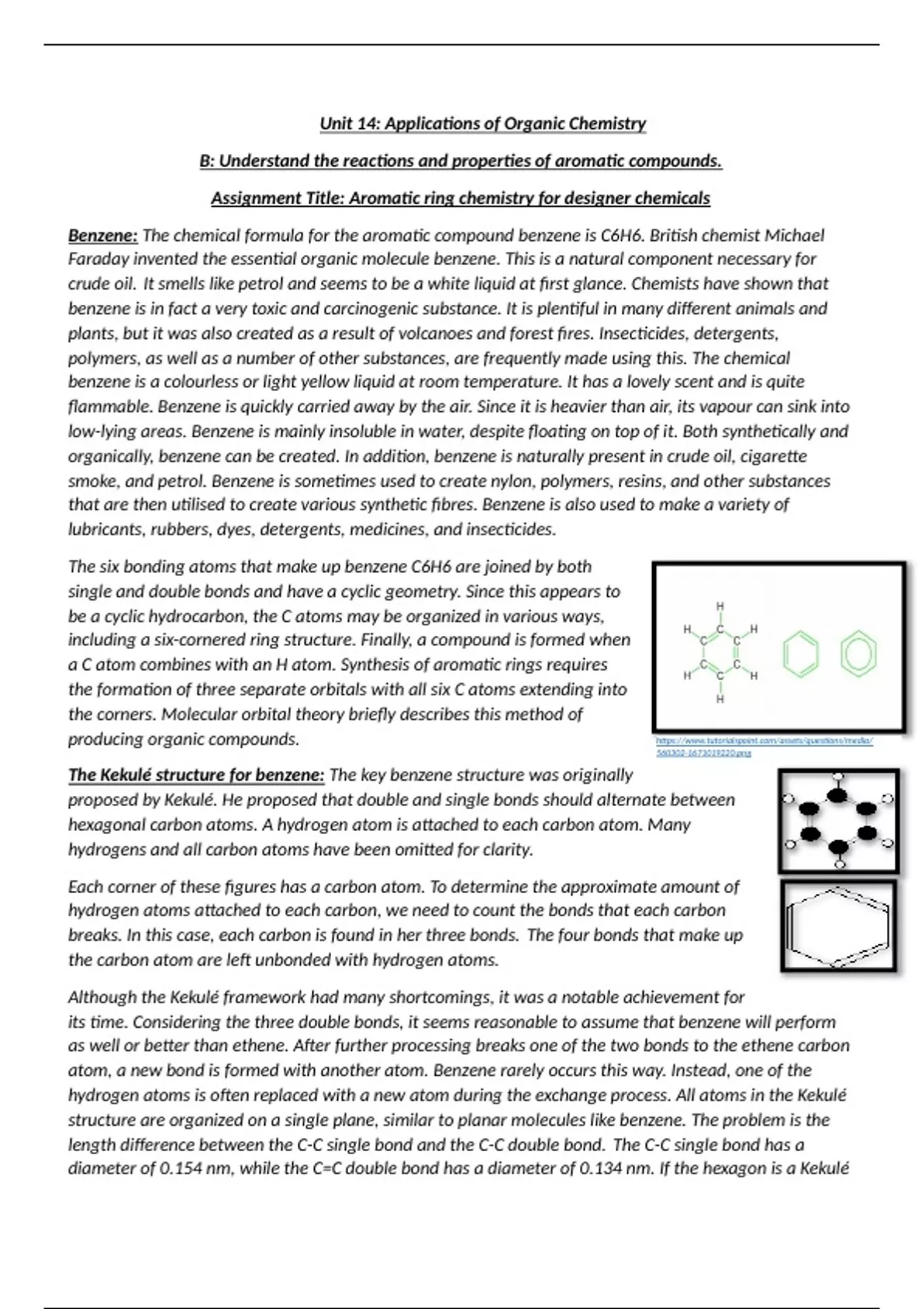 Btec Applied Science Unit 14 Assignment B Full Assignment Unit 14 Applications Of Organic