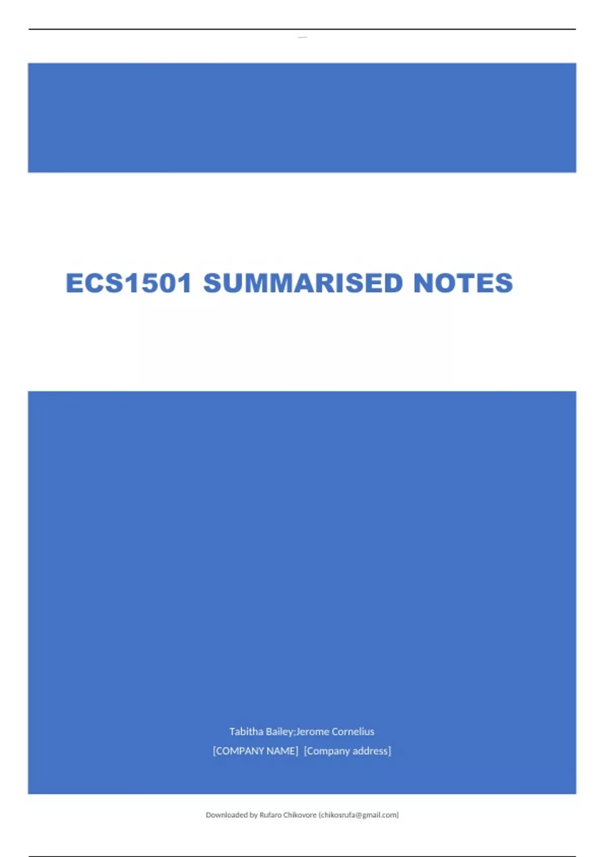 Summary ECS1501 SUMMARISED NOTES - Economics IA - Stuvia SA