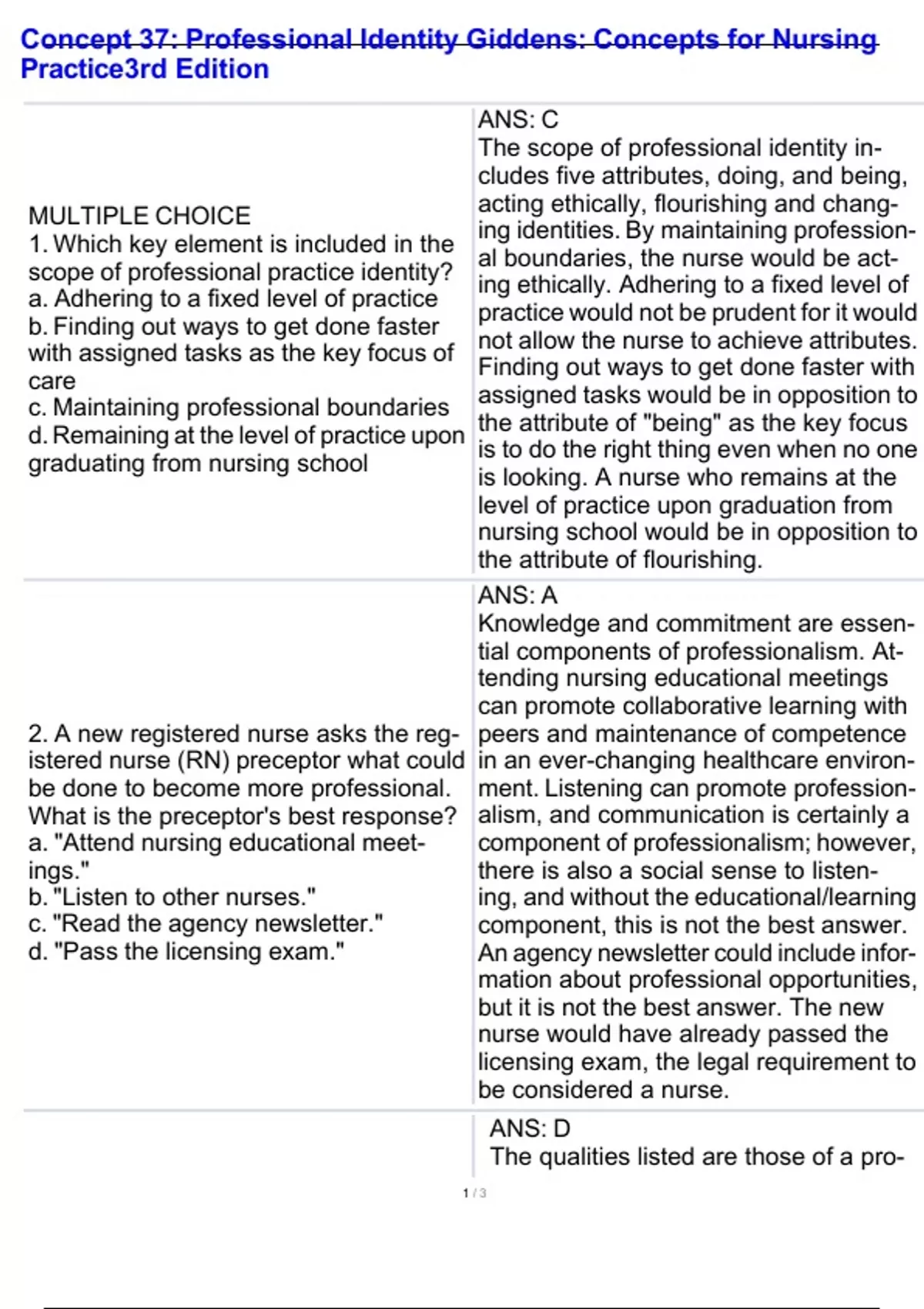 Concept 37: Professional Identity Giddens: Concepts for Nursing ...