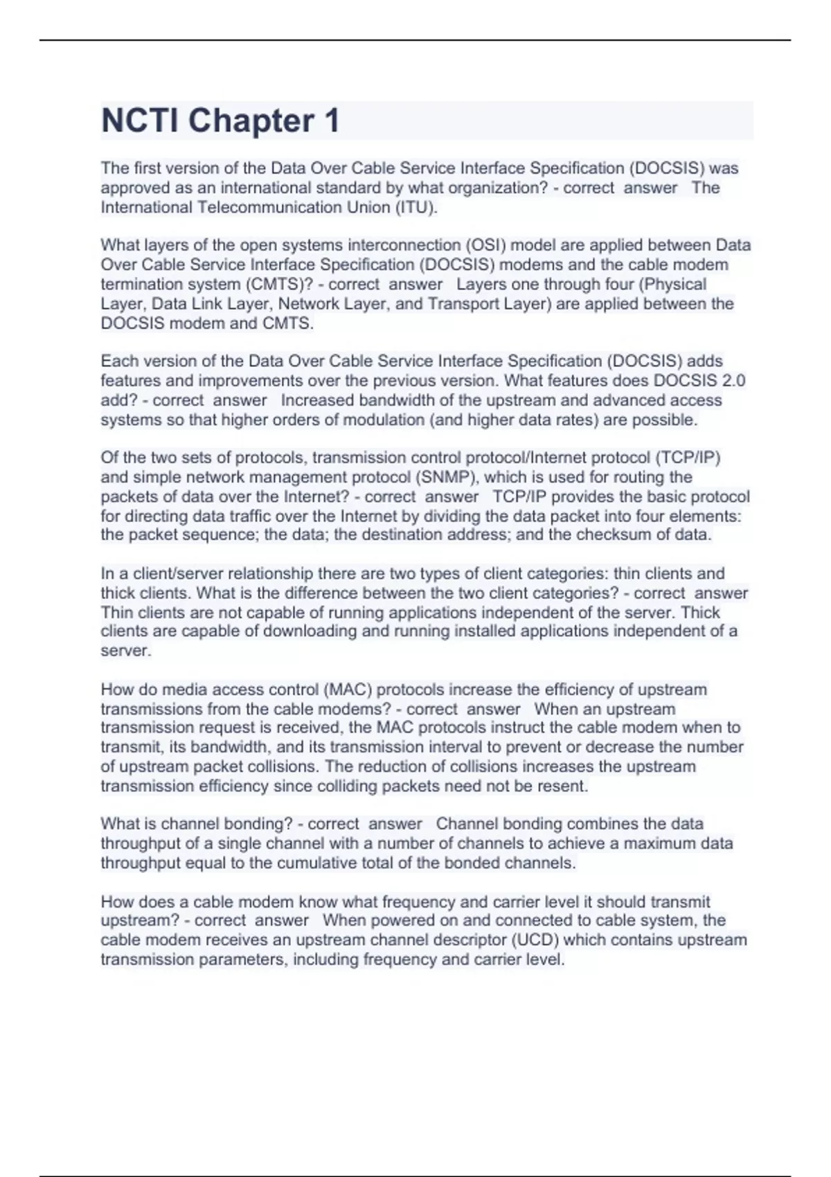 NCTI Chapter 1 Questions with complete solution 2023 - NCTI - Stuvia US