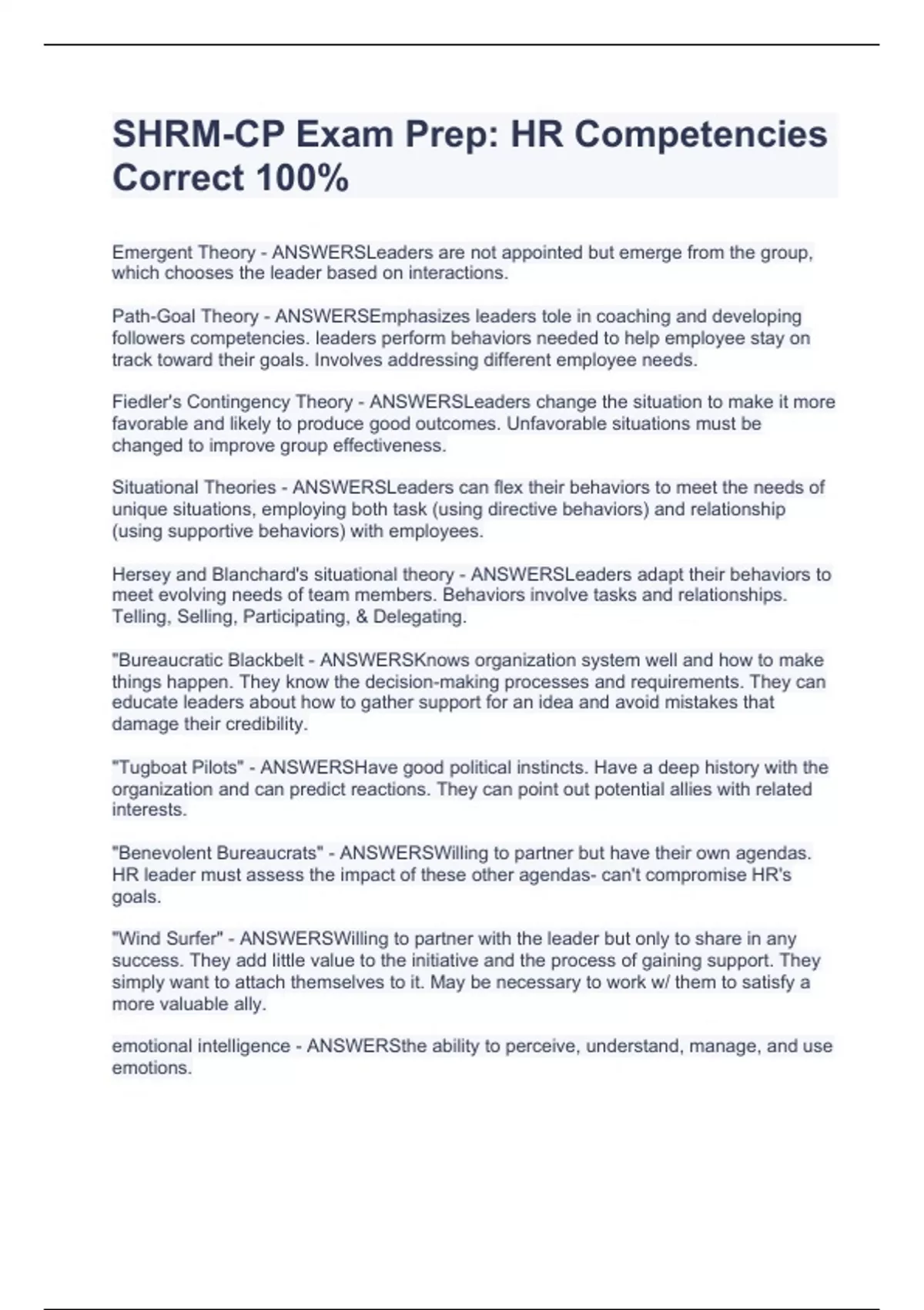 SHRM-CP Exam Prep: HR Competencies Correct 100% - SHRM-CP - SHRM ...