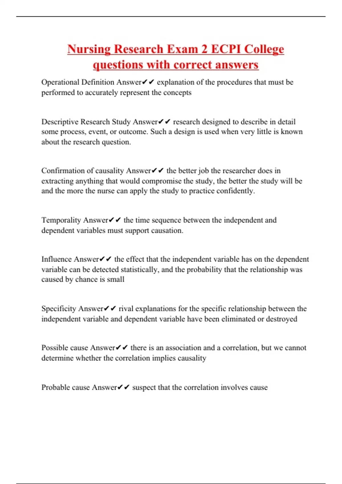 Nursing Research Exam 2 ECPI College questions with correct answers ...