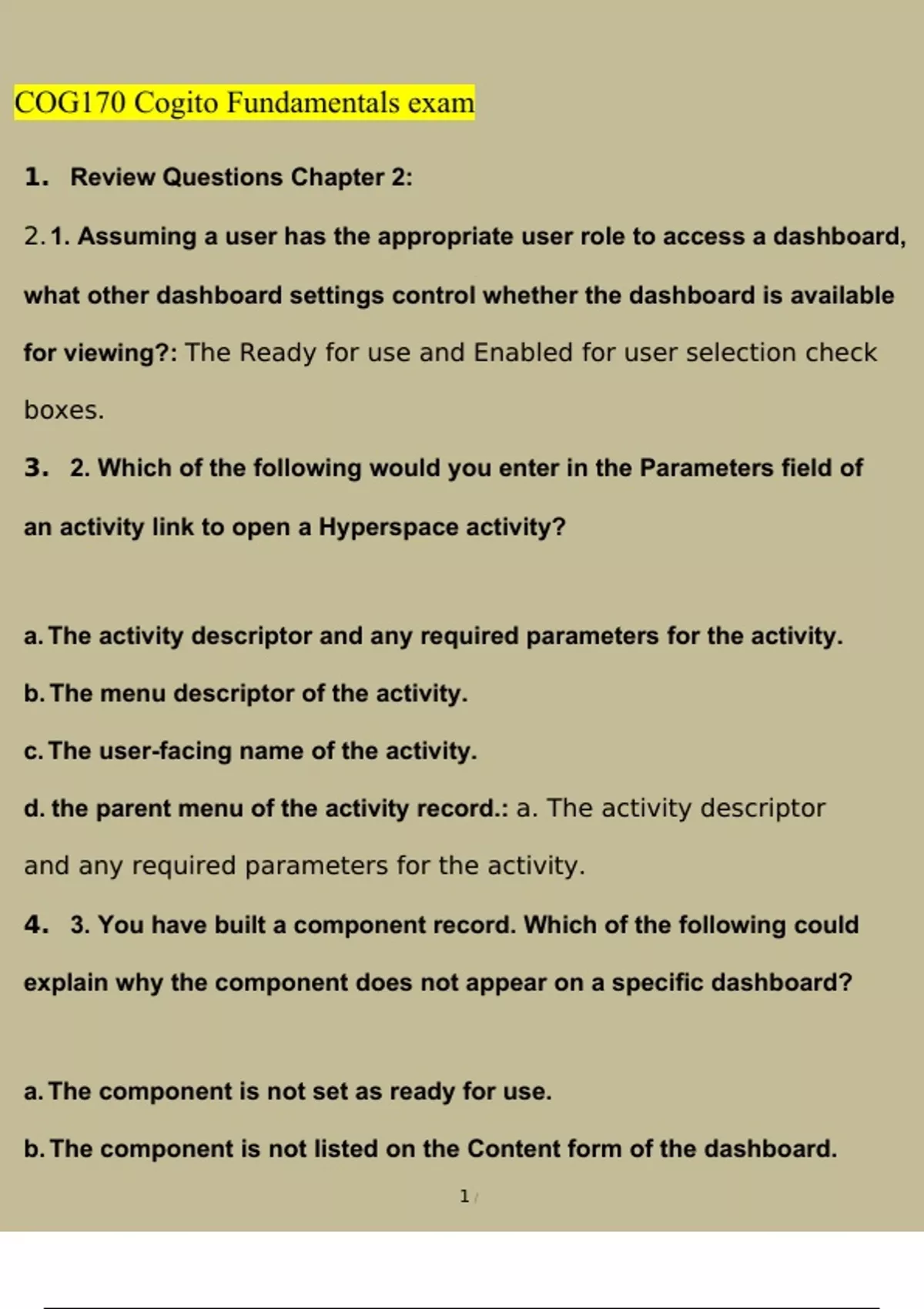 COG170 Cogito Fundamentals exam Questions and Answers (2023 / 2024) (Verified Answers) - COG170 ...