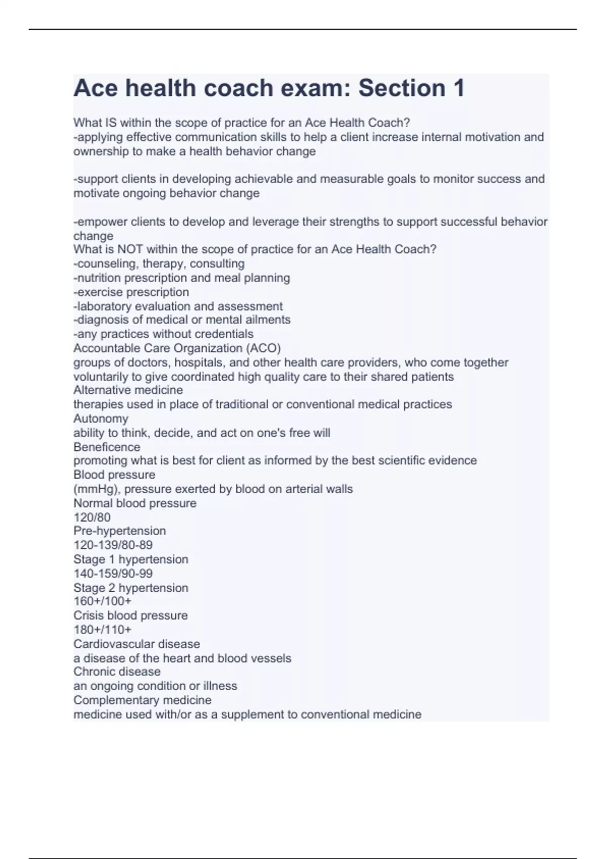 Ace health coach exam Question and answers correctly solved 2023 - ACE ...