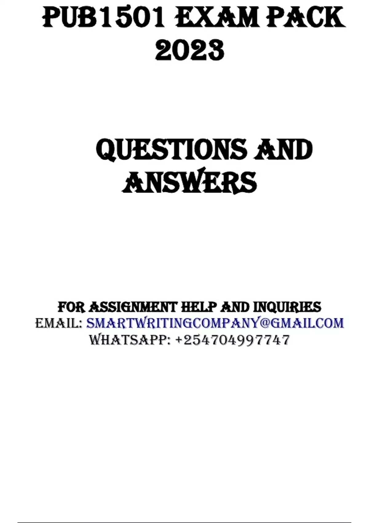 PUB1501 EXAM PACK 2023 - The Nature Content and Scope of Public ...