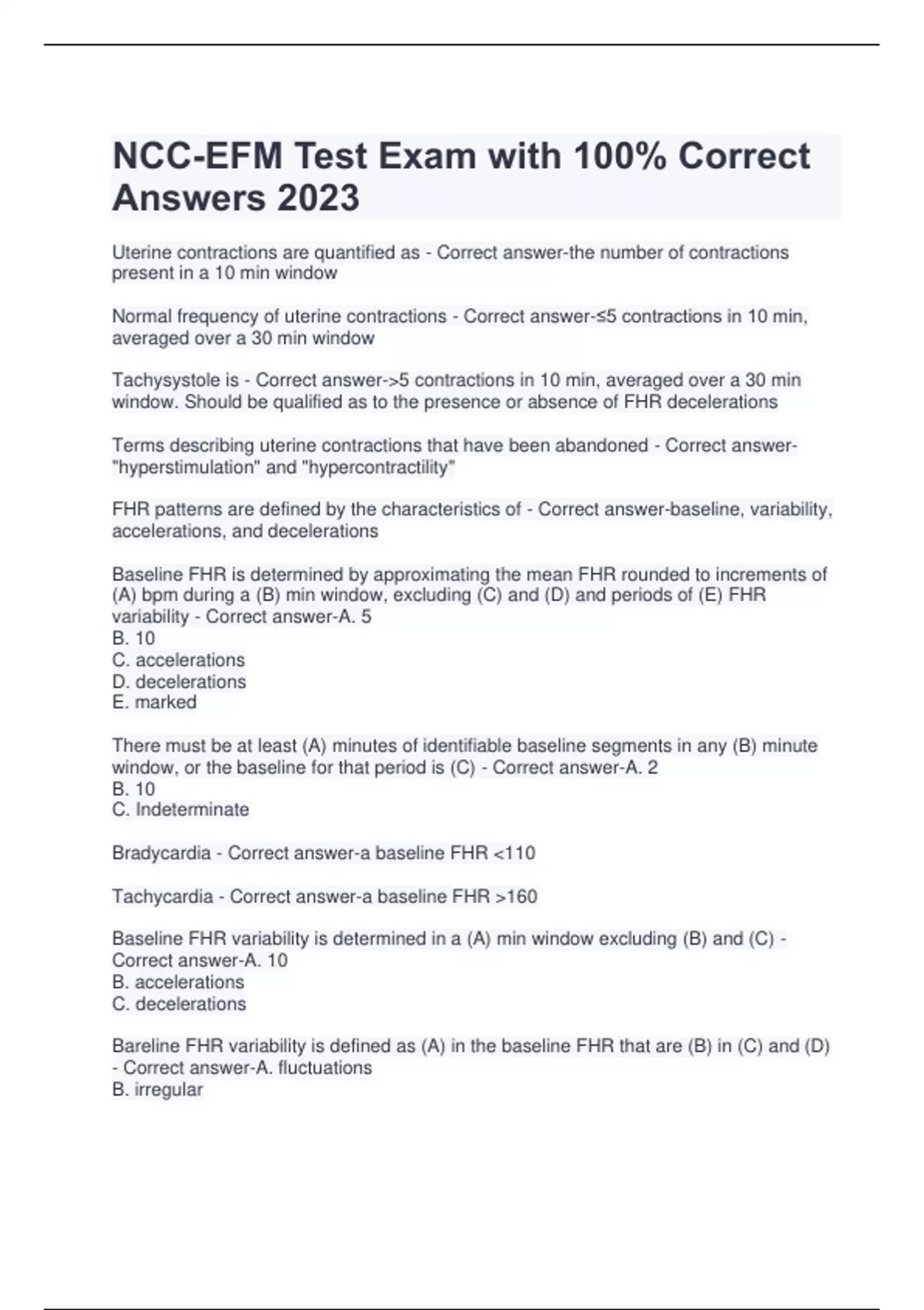 NCC-EFM Test Exam with 100% Correct Answers - NCC-EFM - Stuvia US
