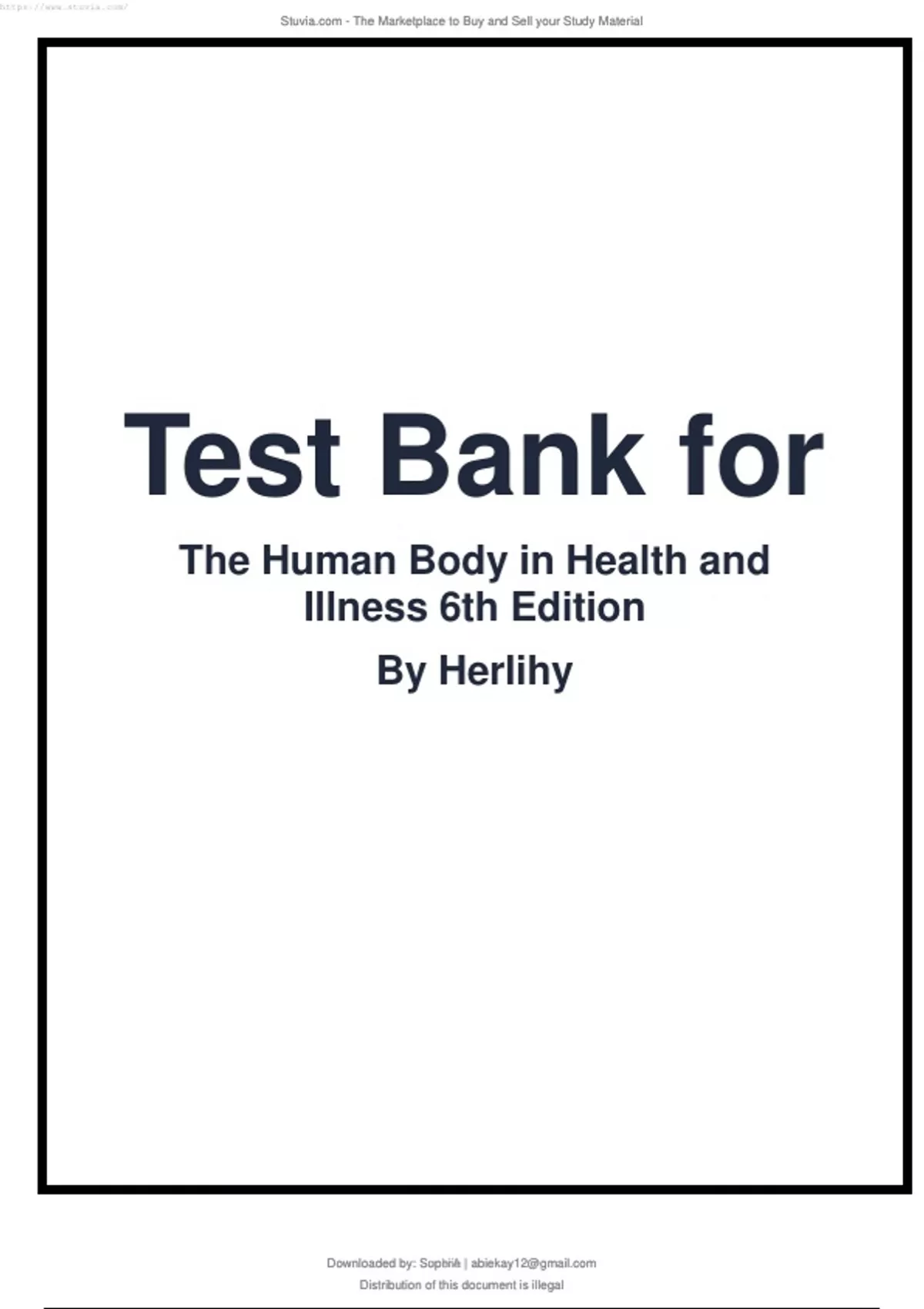 TEST BANK FOR HUMAN BODY IN HEALTH AND DISEASE 7TH EDITION BY PATTON ...