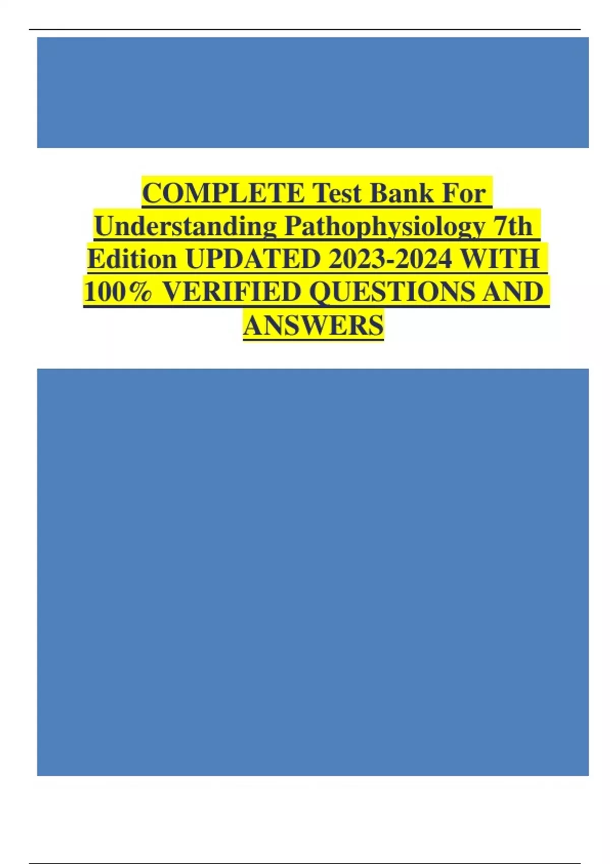 Test Bank For Understanding Pathophysiology 7th Edition - Understanding ...
