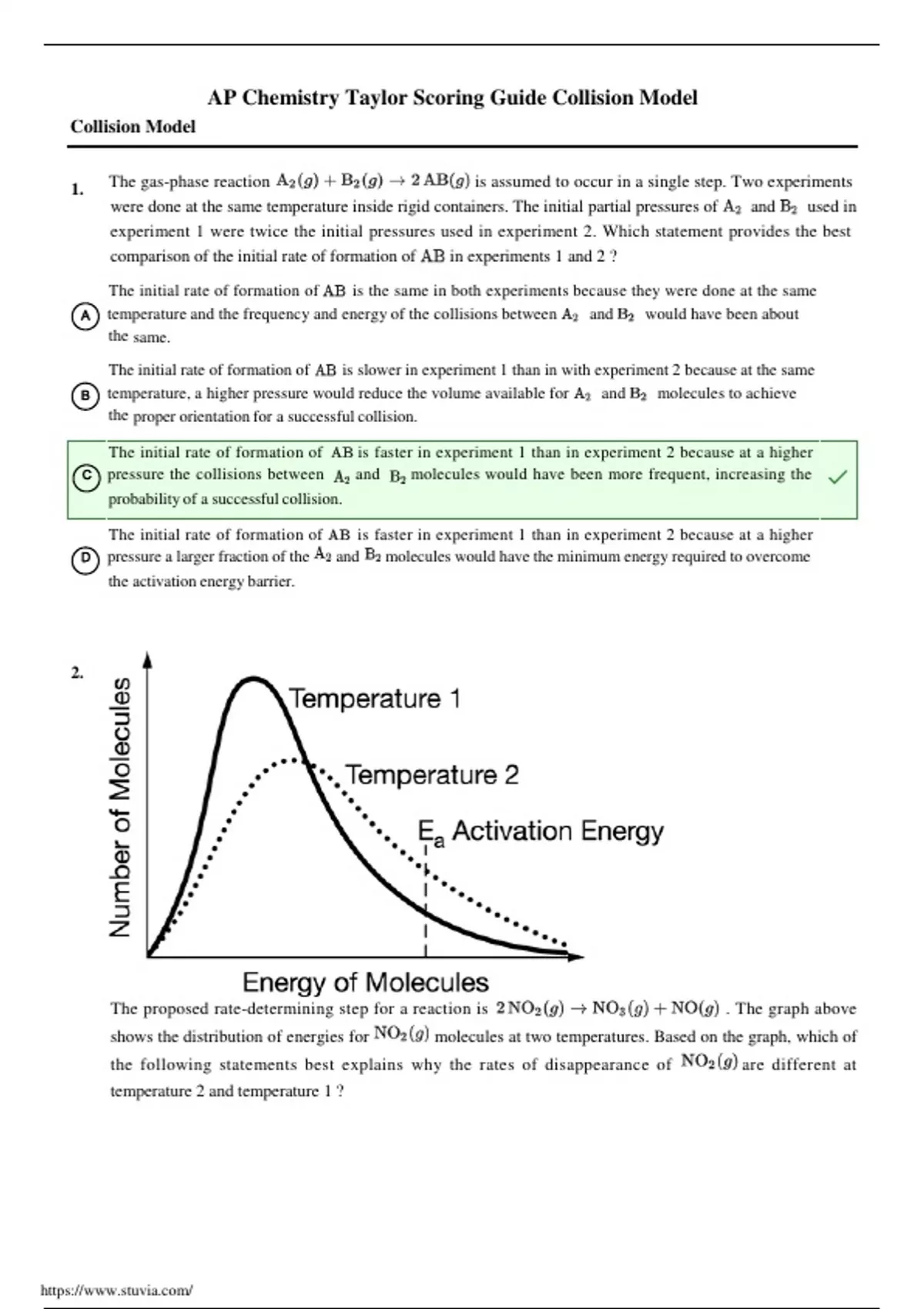 AP Chemistry Taylor Scoring Guide Collision Model - General - Stuvia US